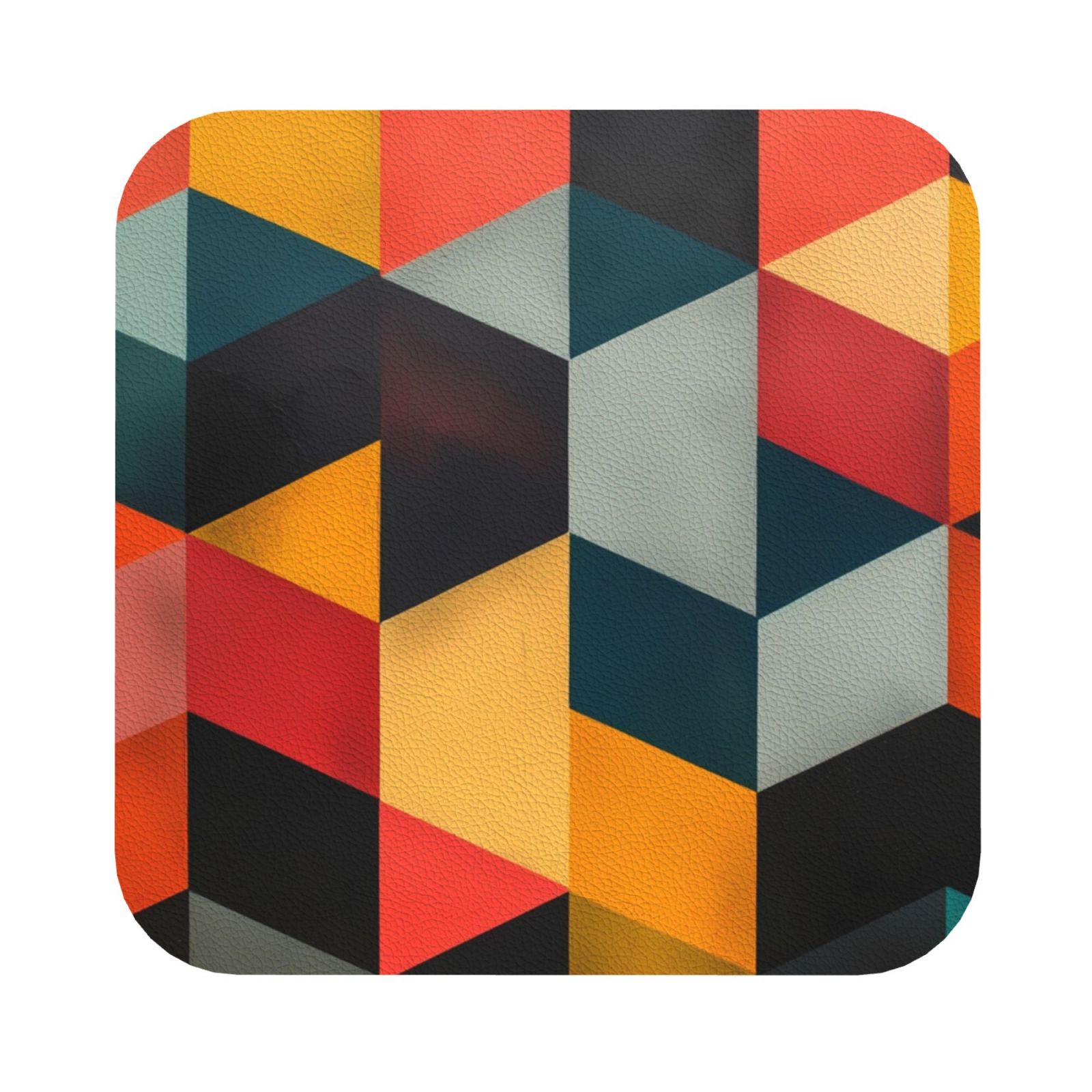 Cauagu Geometric Cube Pattern Art for Round Coaster,Drink Coasters Set ...