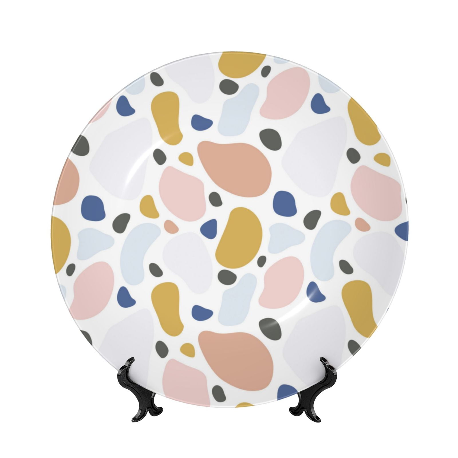 Cauagu Geometric Spots Print Bone China Decorative Plate, Wall Mount ...