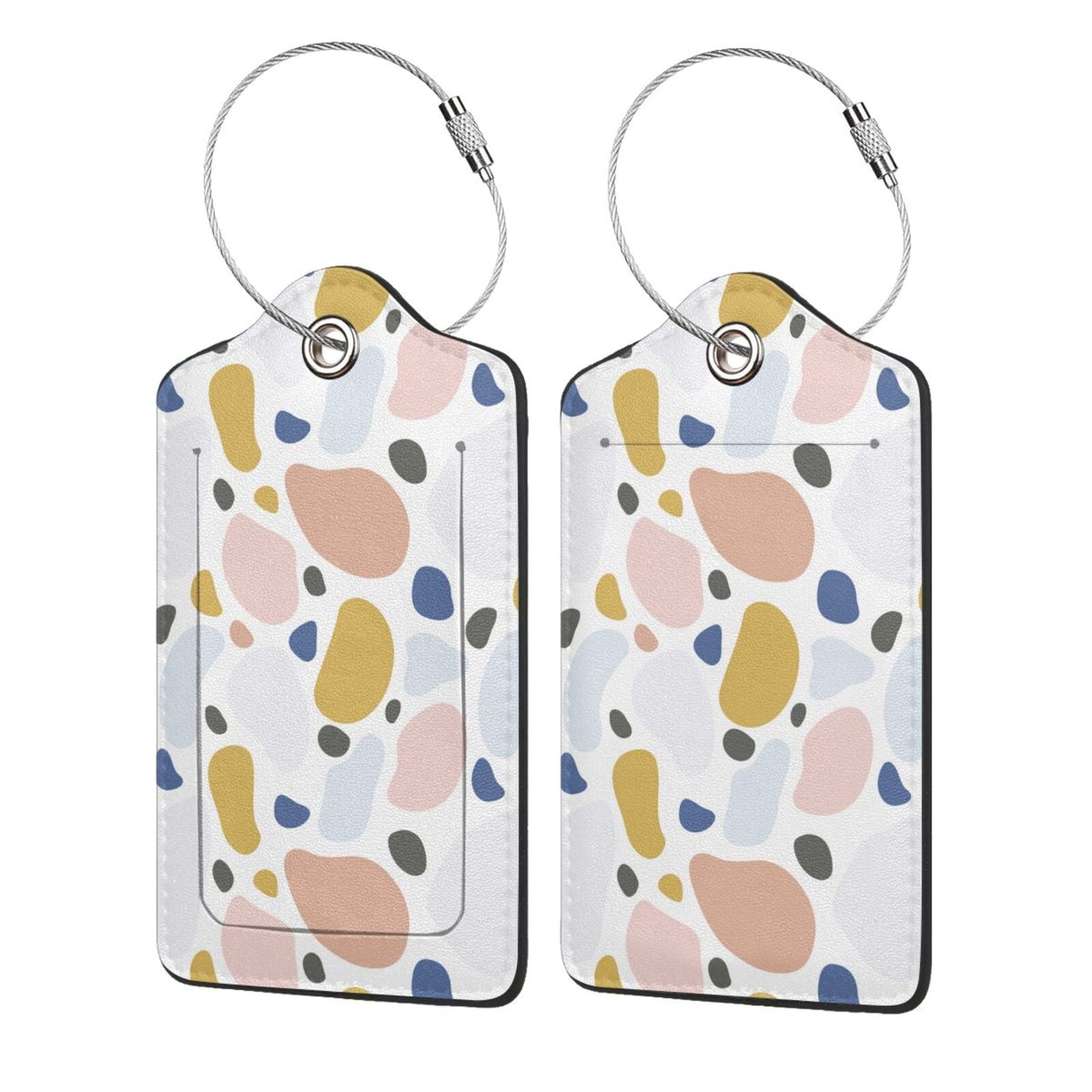 Cauagu Geometric Spots Print Luggage Tags,Leather Luggage Tags for ...