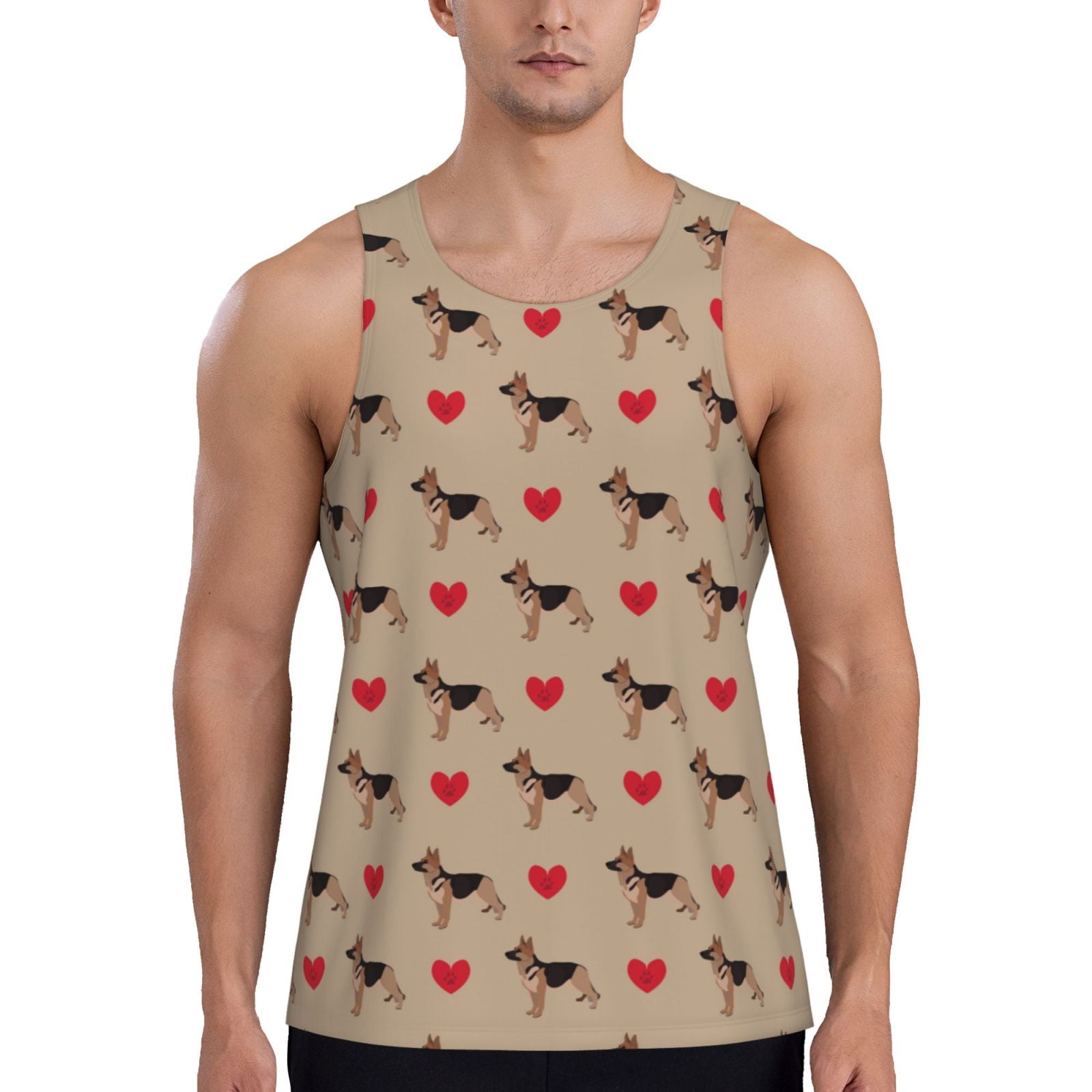 Cauagu German Shepherd Dog Print Men's Sleeveless Muscle Shirts,Tank ...