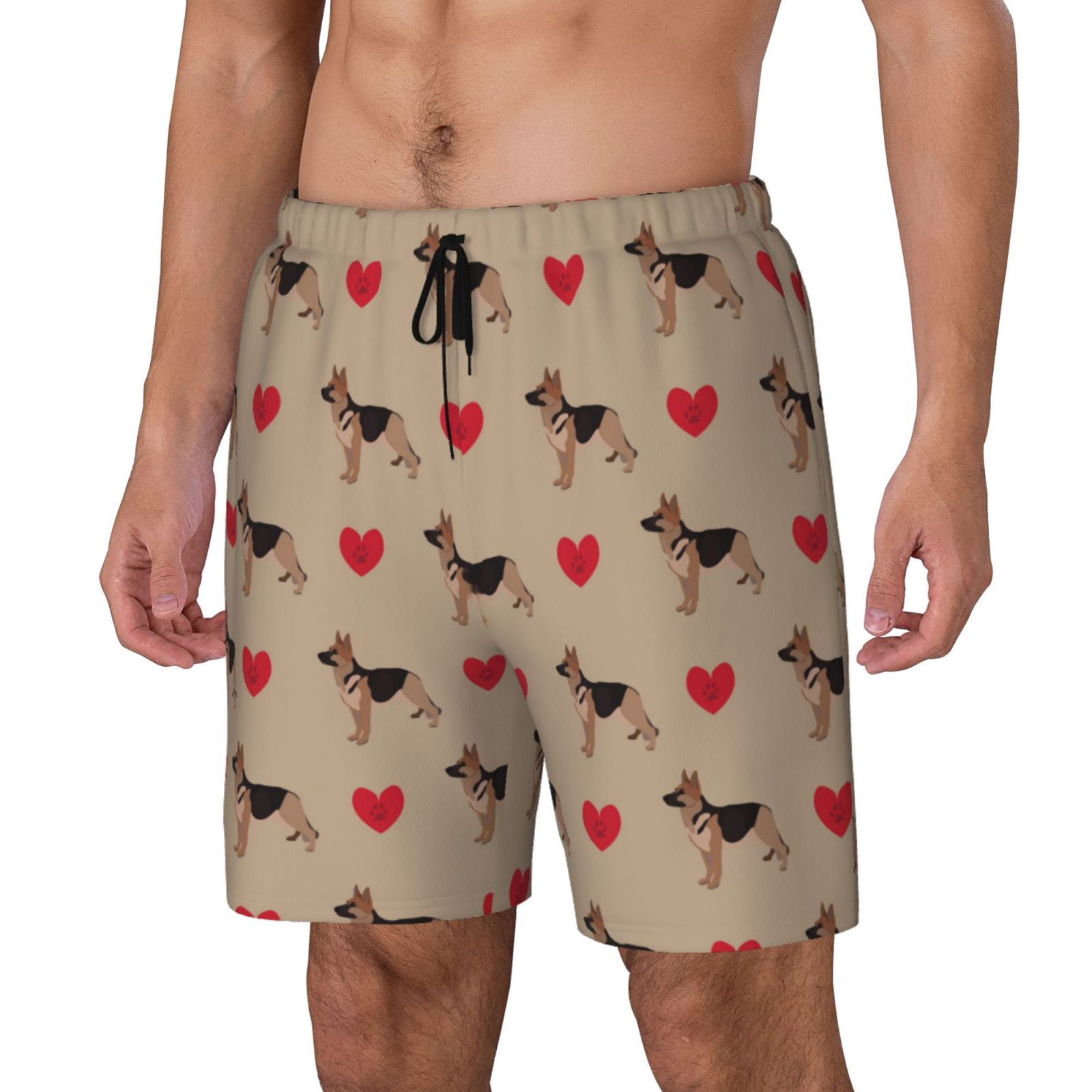 Cauagu German Shepherd Dog Print Mens Swim Trunks Quick Dry Board Shorts Swim Shorts with ...