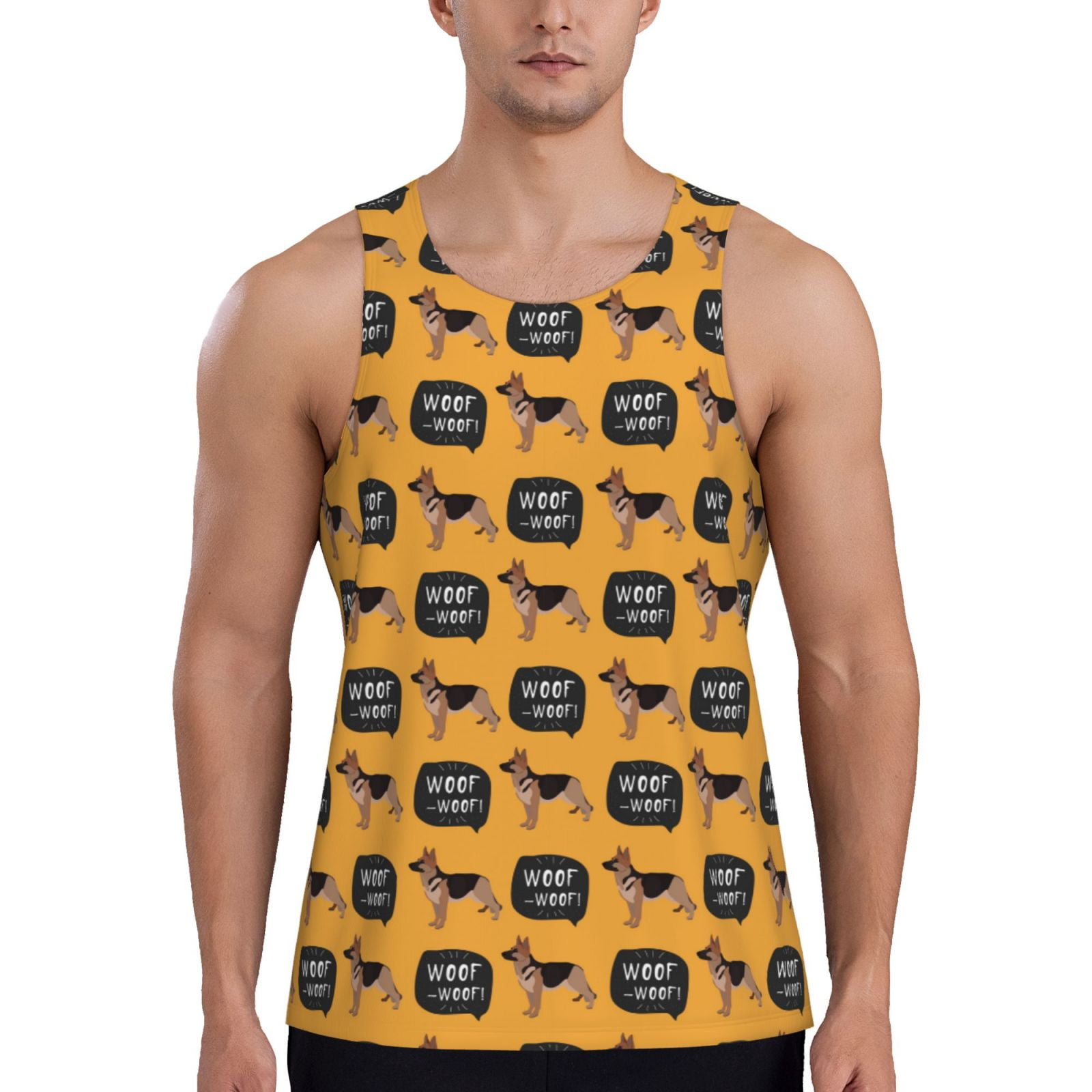 Cauagu German Shepherd Woof Print Men's Sleeveless Muscle Shirts,Tank ...