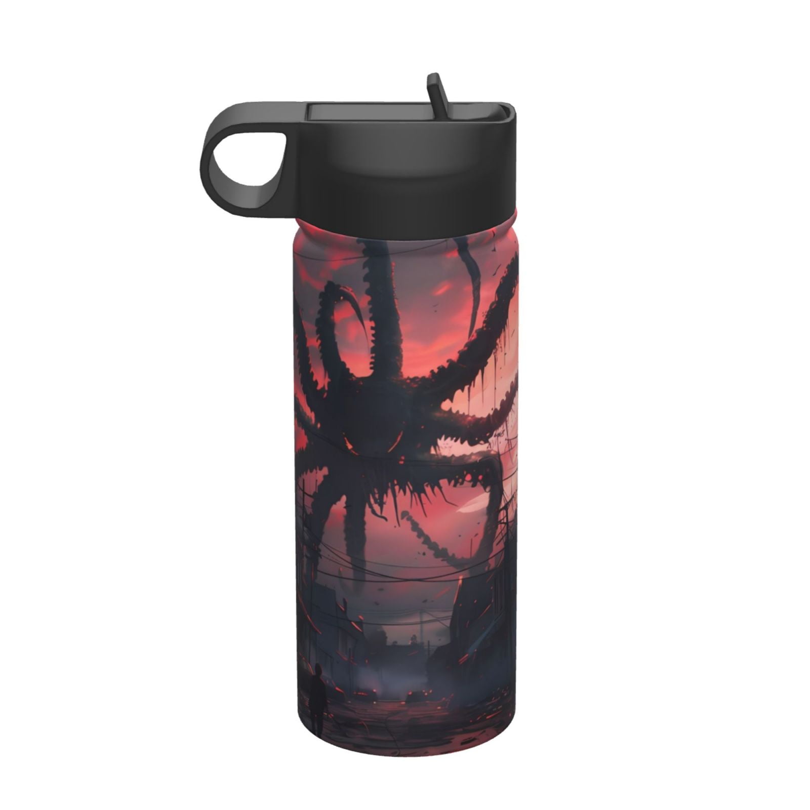 Cauagu Giant Monster Over City for 18 oz Water Bottle With Straw ...