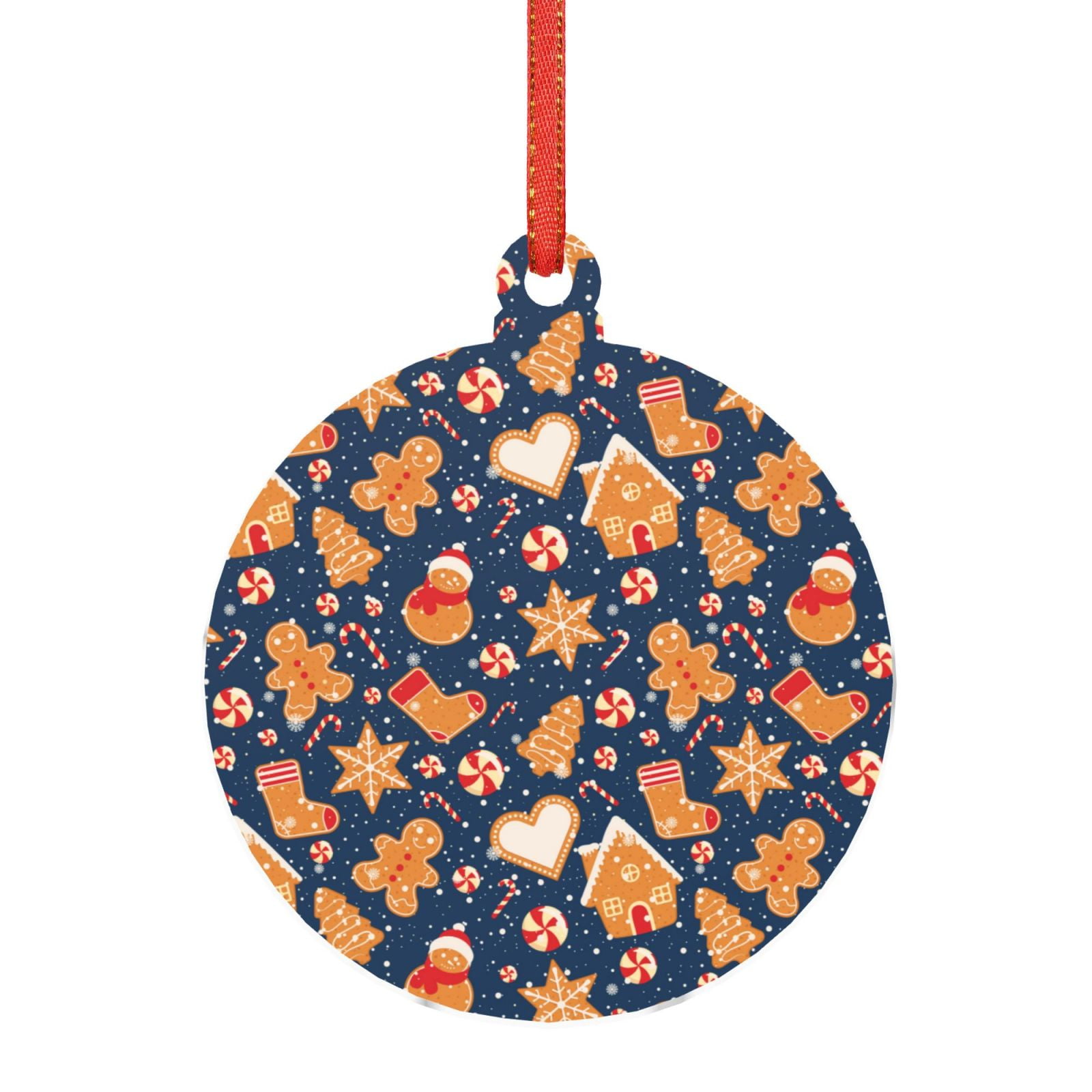 Cauagu Gingerbread Delights Pattern Acrylic Christmas Pendant,1-Pack ...