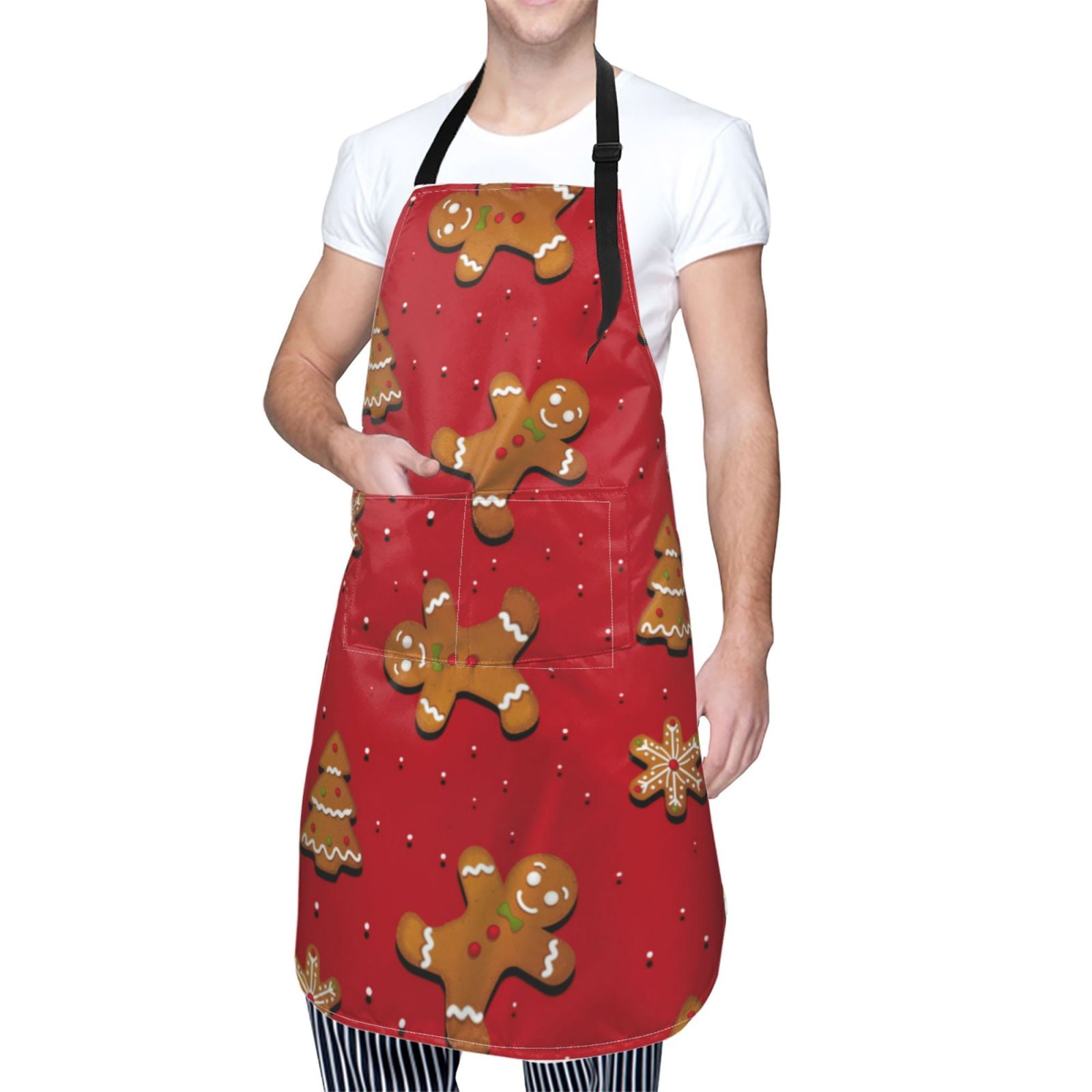 Cauagu Gingerbread Man Aprons with Pockets,Waterproof Apron for Women ...
