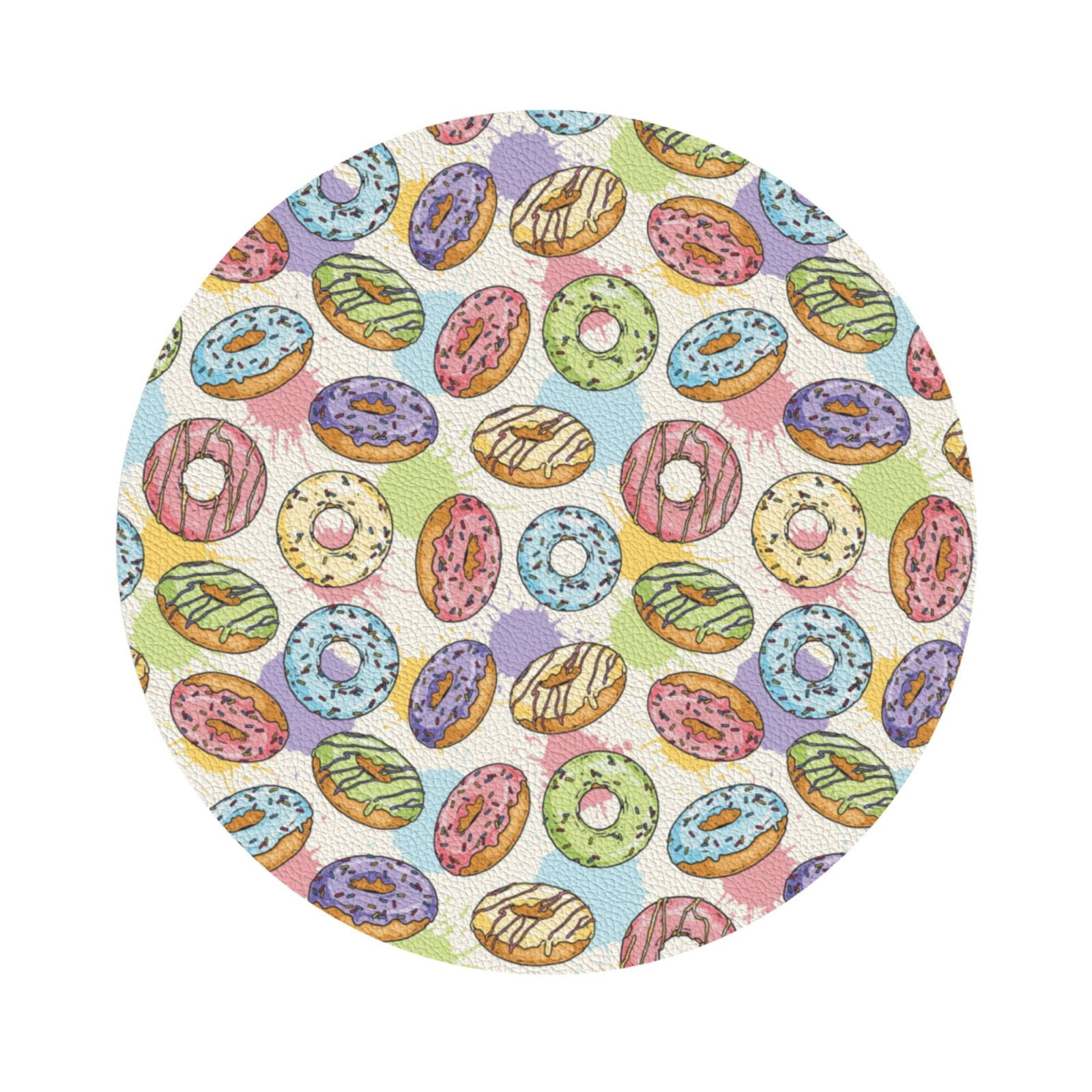 Cauagu Glazed Donuts for Round Coaster,Drink Coasters Set of 4 Leather ...