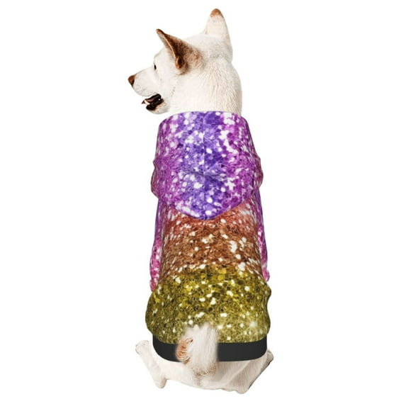 Cauagu Glitter Rainbow Pattern Winter Pet Hoodie Sweatshirts- Dog ...