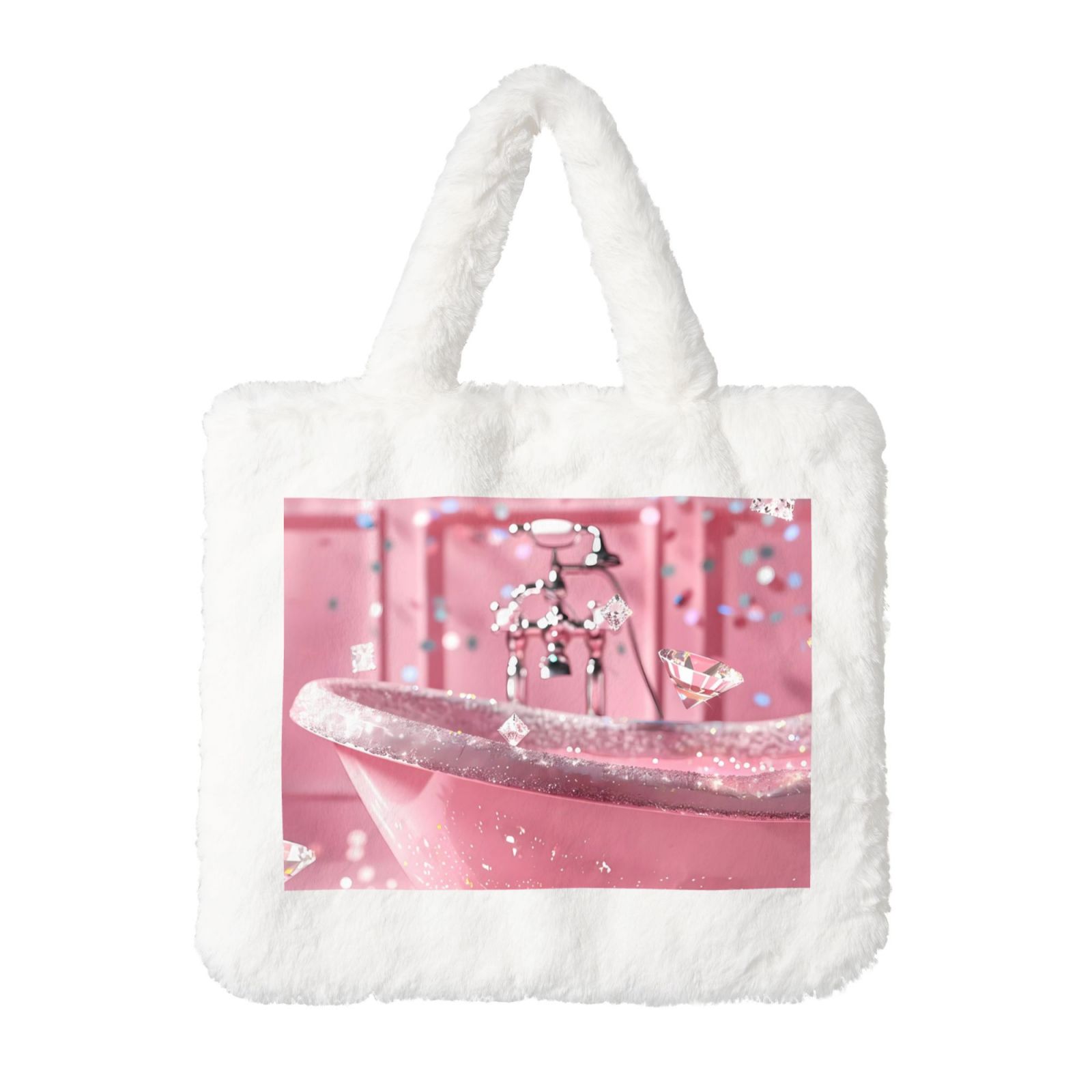 Cauagu Glittering Pink Bathtub Pattern Women's Plush Tote Bag,Soft ...