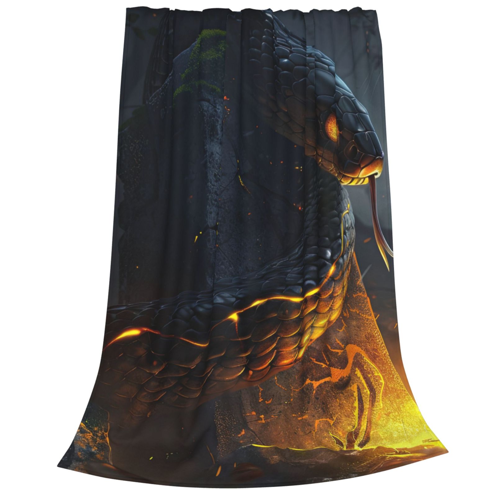 Cauagu Glowing Snake Dark Forest Pattern Flannel Bed Blankets,Fleece ...