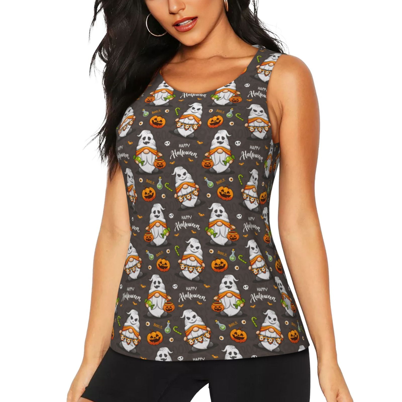 Cauagu Gnome And Pumpkin for Women's Workout Tank Tops Sleeveless ...