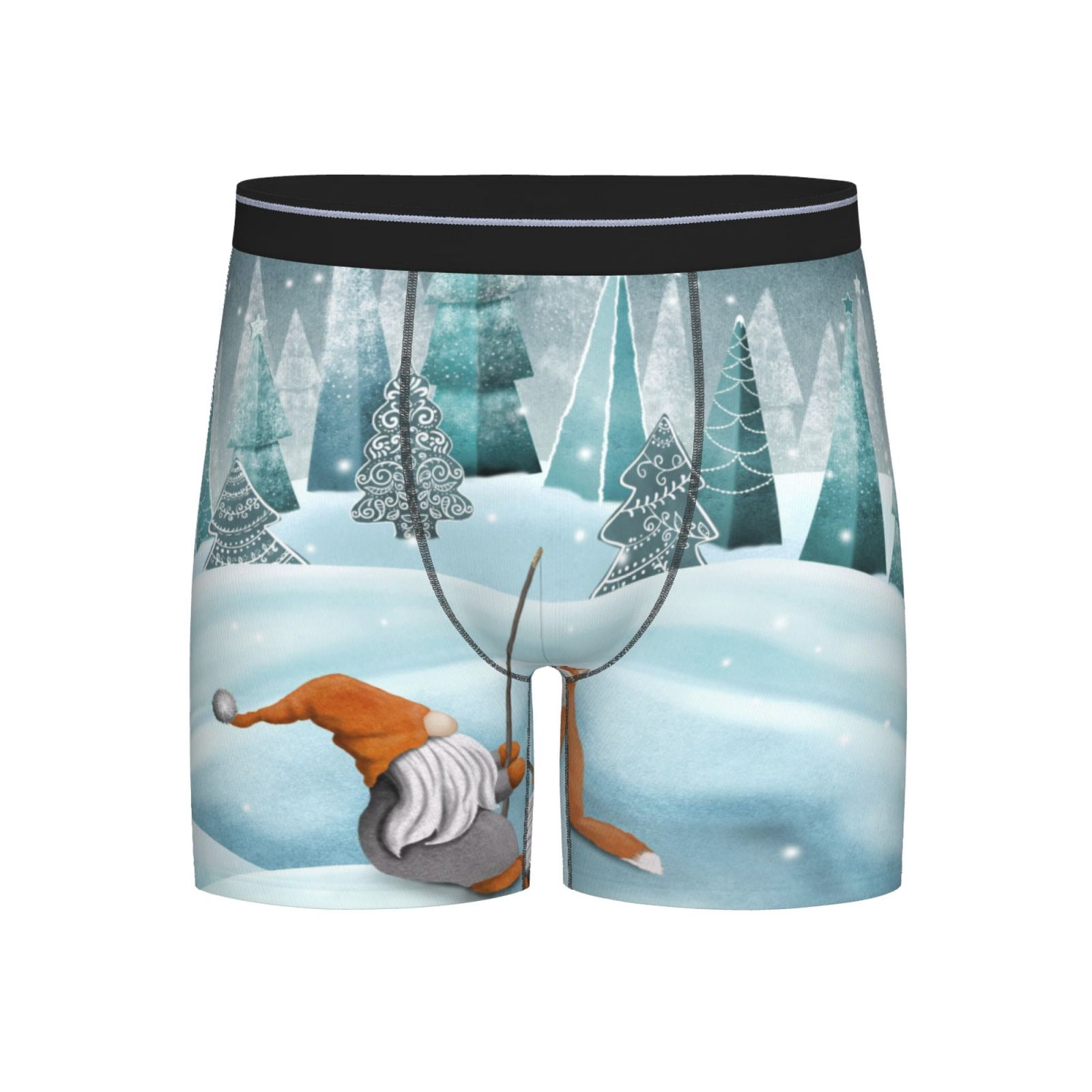 Cauagu Gnome And Red Fox Fishing Print Men's Boxer Briefs, Funny & Cute ...