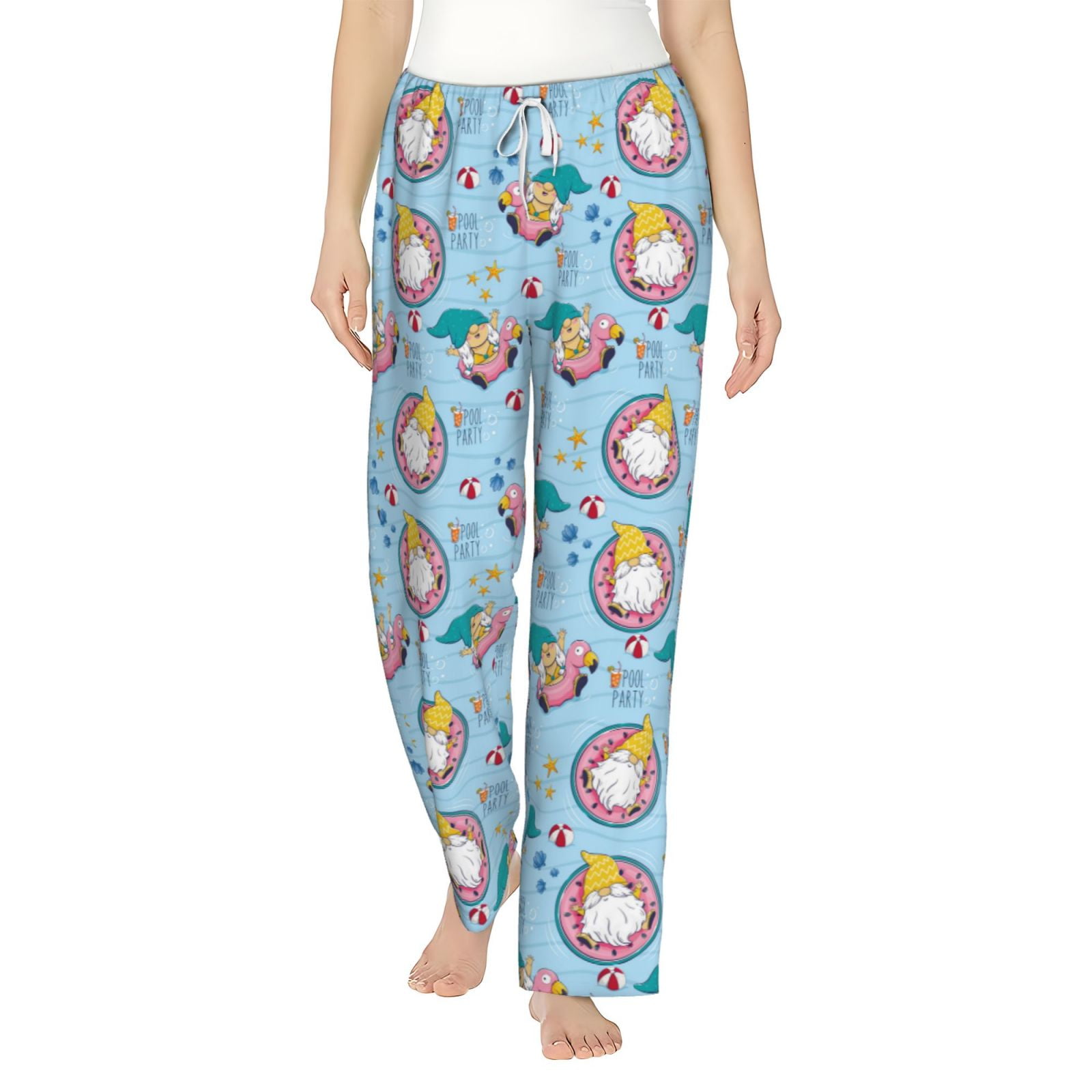 Cauagu Gnome Pool Party Pajama Pants for Women Loose Fit Wide Leg ...