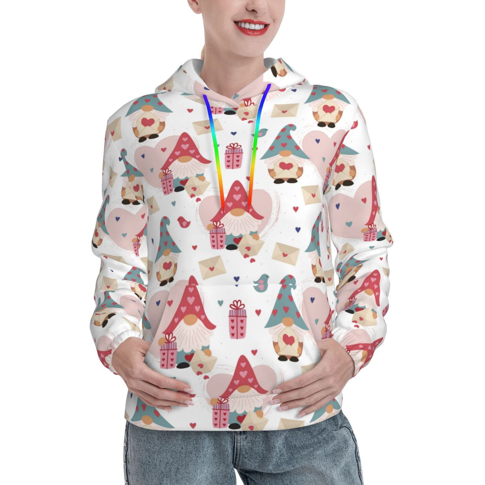 Cauagu Gnome With Love Letter for Women's Hooded Sweatshirts Pullover Hoodie for Women Fall ...