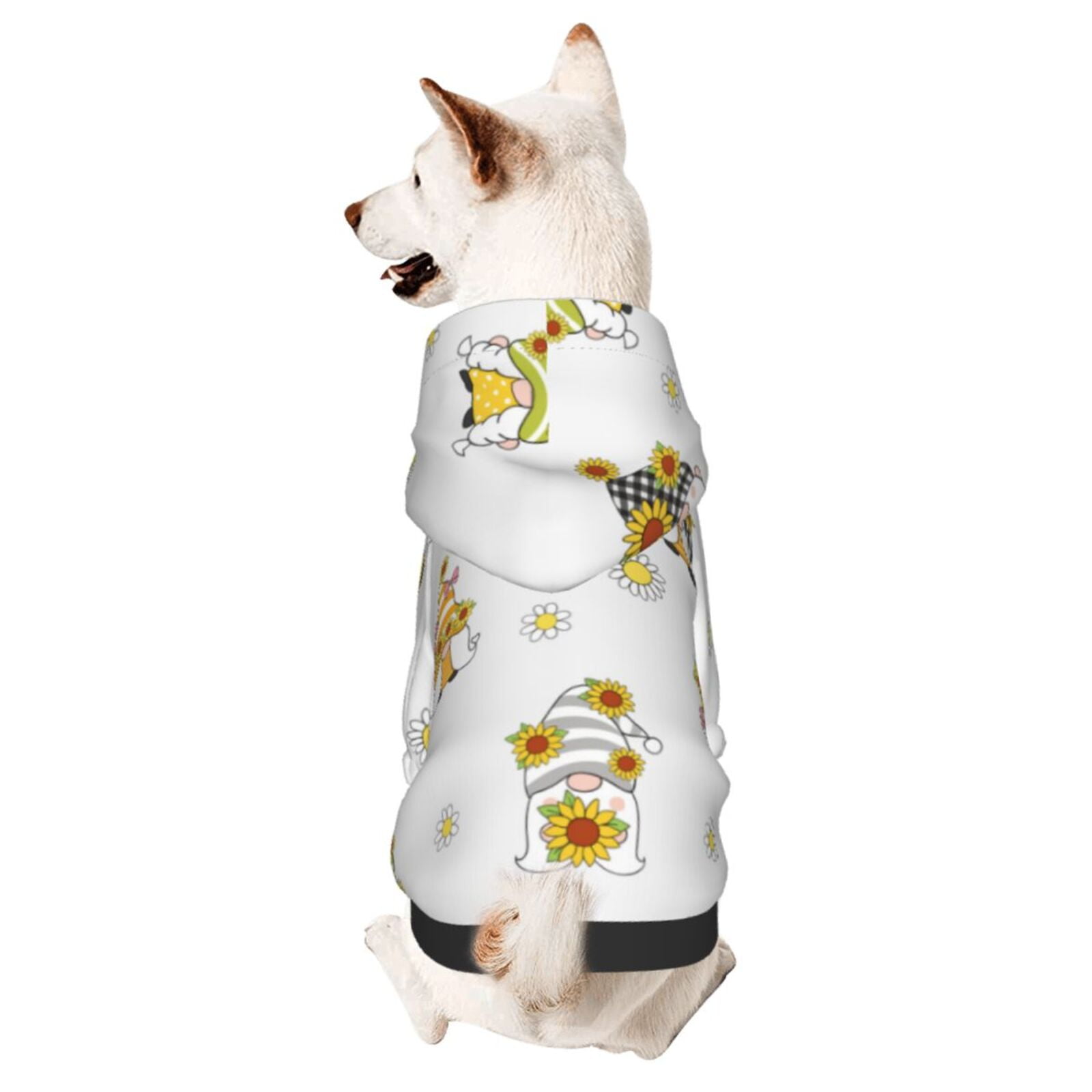 Cauagu Gnome With Sunflower Pattern Winter Pet Hoodie Sweatshirts- Dog ...