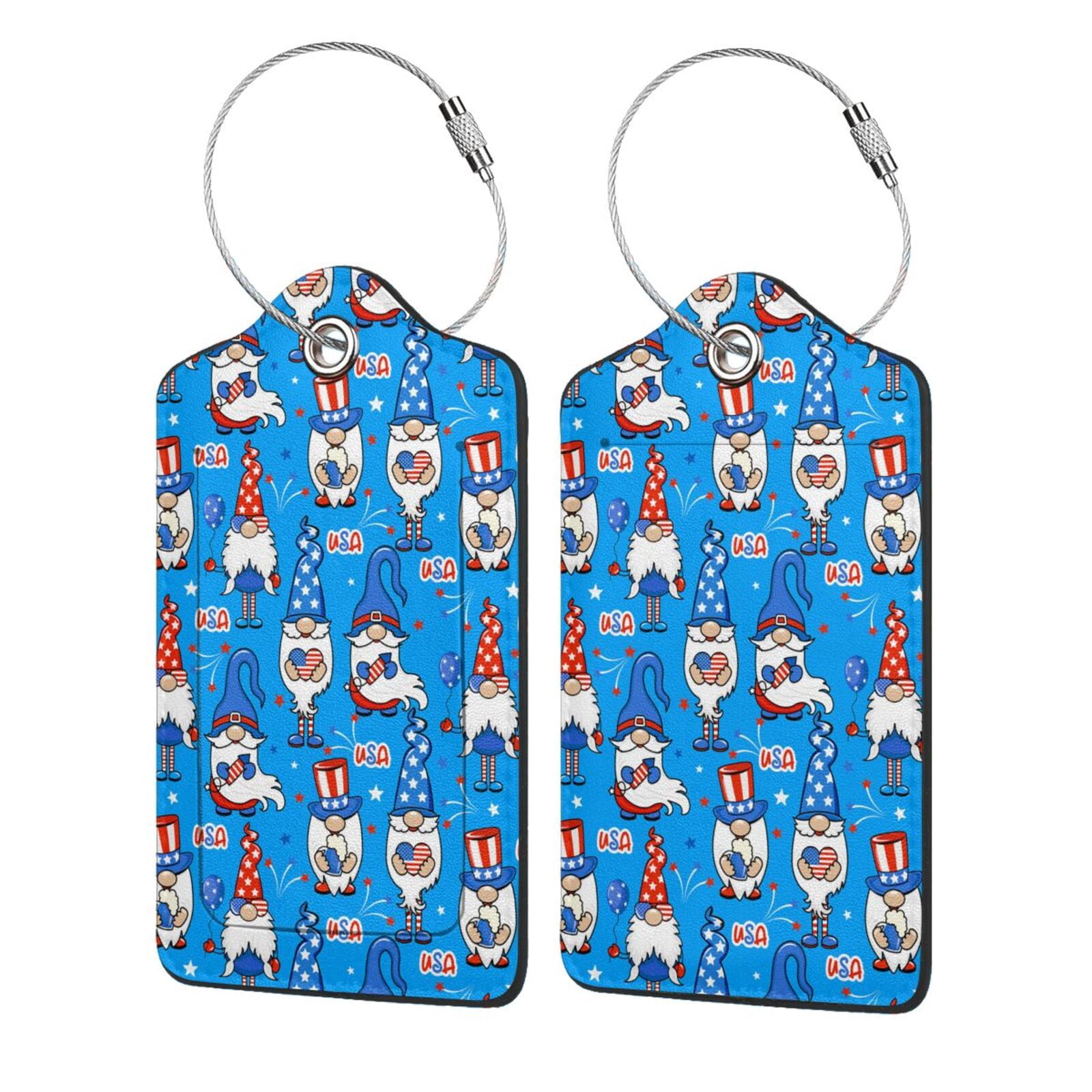 Cauagu Gnomes in USA Pattern Luggage Tags,Leather Luggage Tags ...