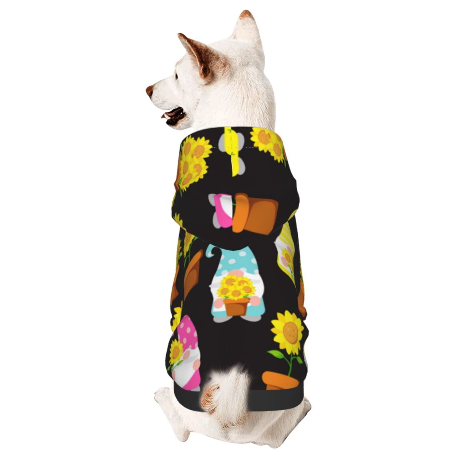Cauagu Gnomes With Sunflowers Pattern Winter Pet Hoodie Sweatshirts ...