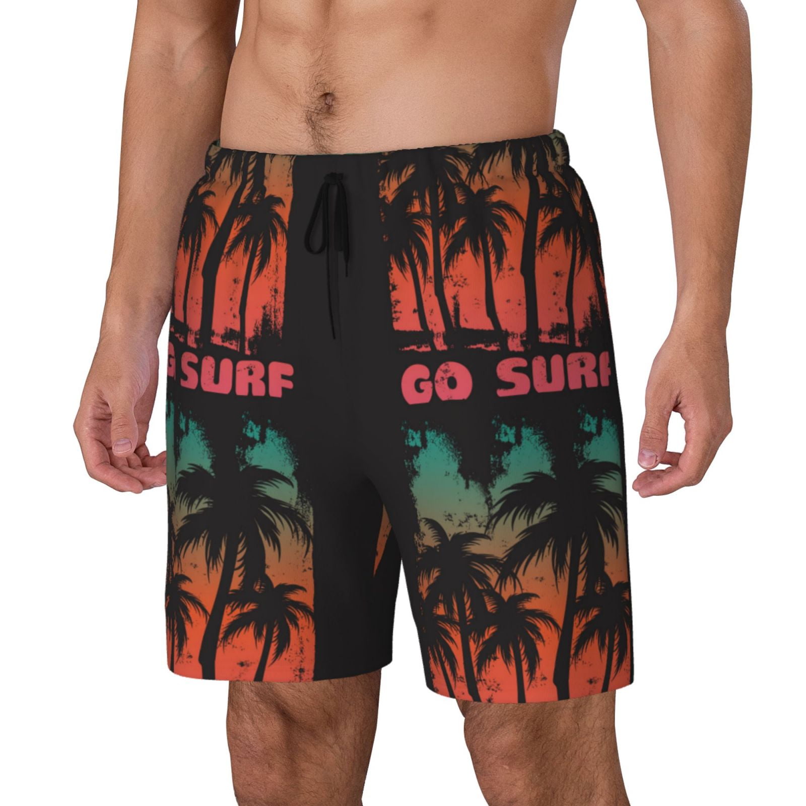 Cauagu Go Surfer Print Mens Swim Trunks Quick Dry Board Shorts Swim ...