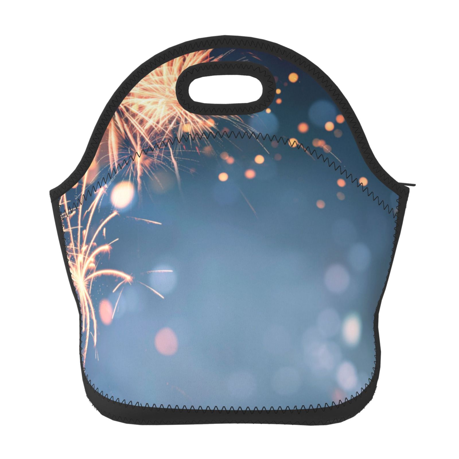 Cauagu Gold And Blue Fireworks Print Insulated Lunch Box,Lunch Tote ...