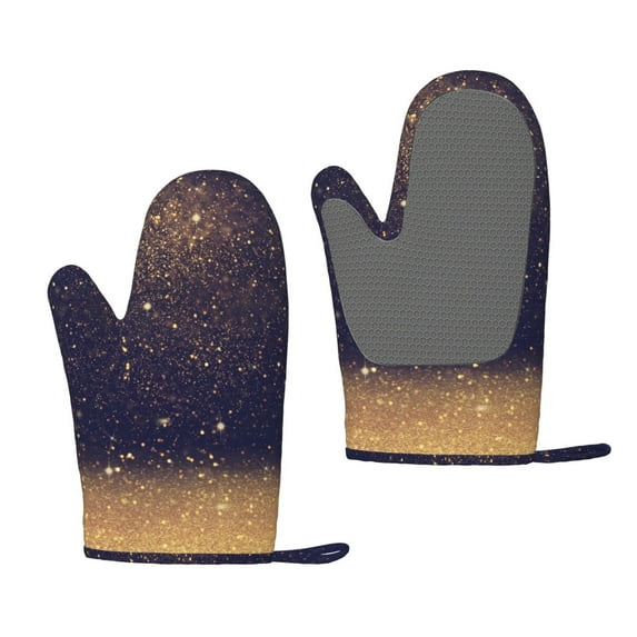 Cauagu Gold Black Glitter Print Oven Mitts 2 Piece Set,BBQ Gloves ...