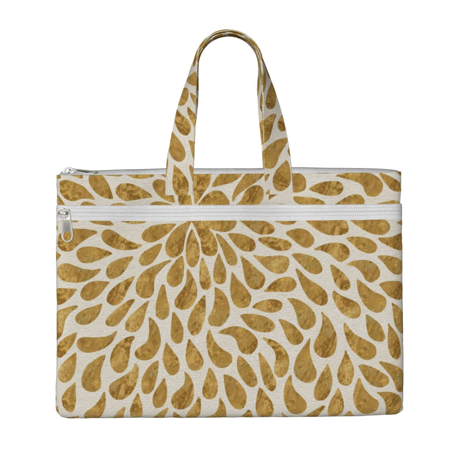 Cauagu Gold Drops Pattern Canvas Tote File Bag, Zipper Tote Bag ...