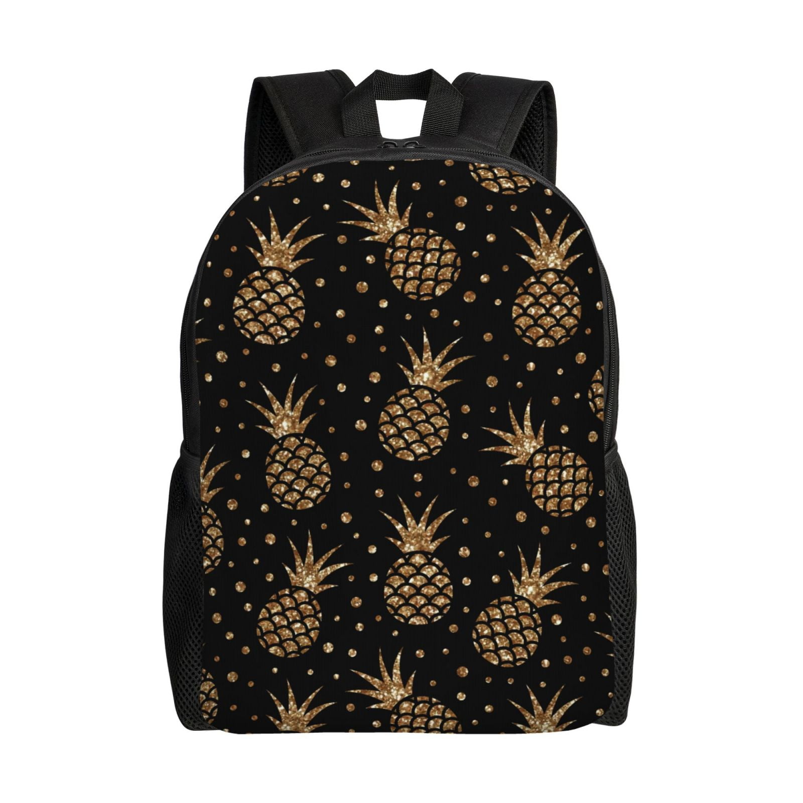 Cauagu Gold Glitter Pineapples Print Backpacks,Travel Daypack Casual ...