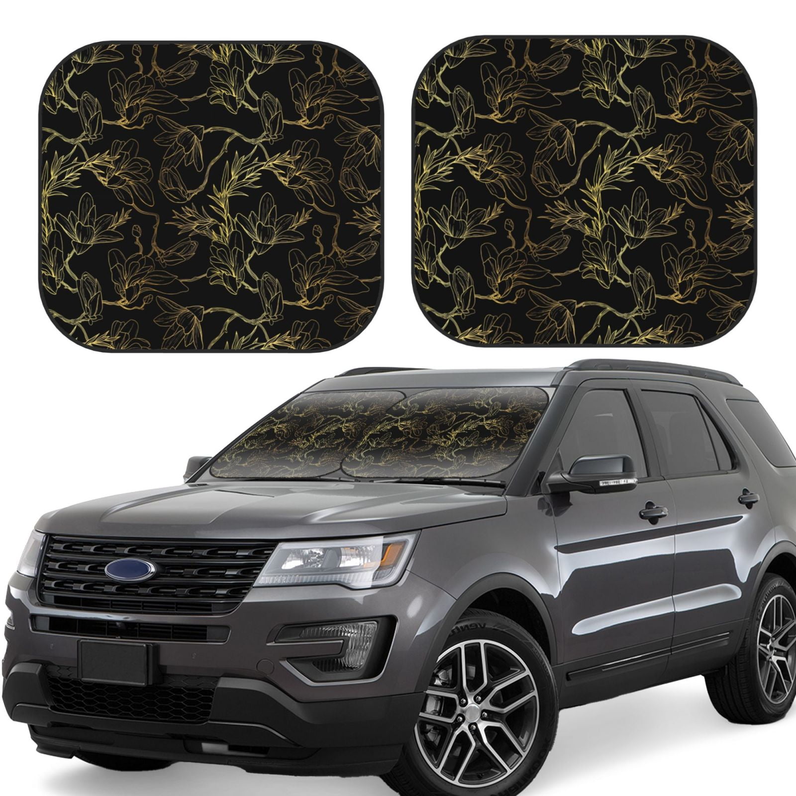 Cauagu Gold Gloss Outline Floral Cauagu {designName} Print Foldable Car ...