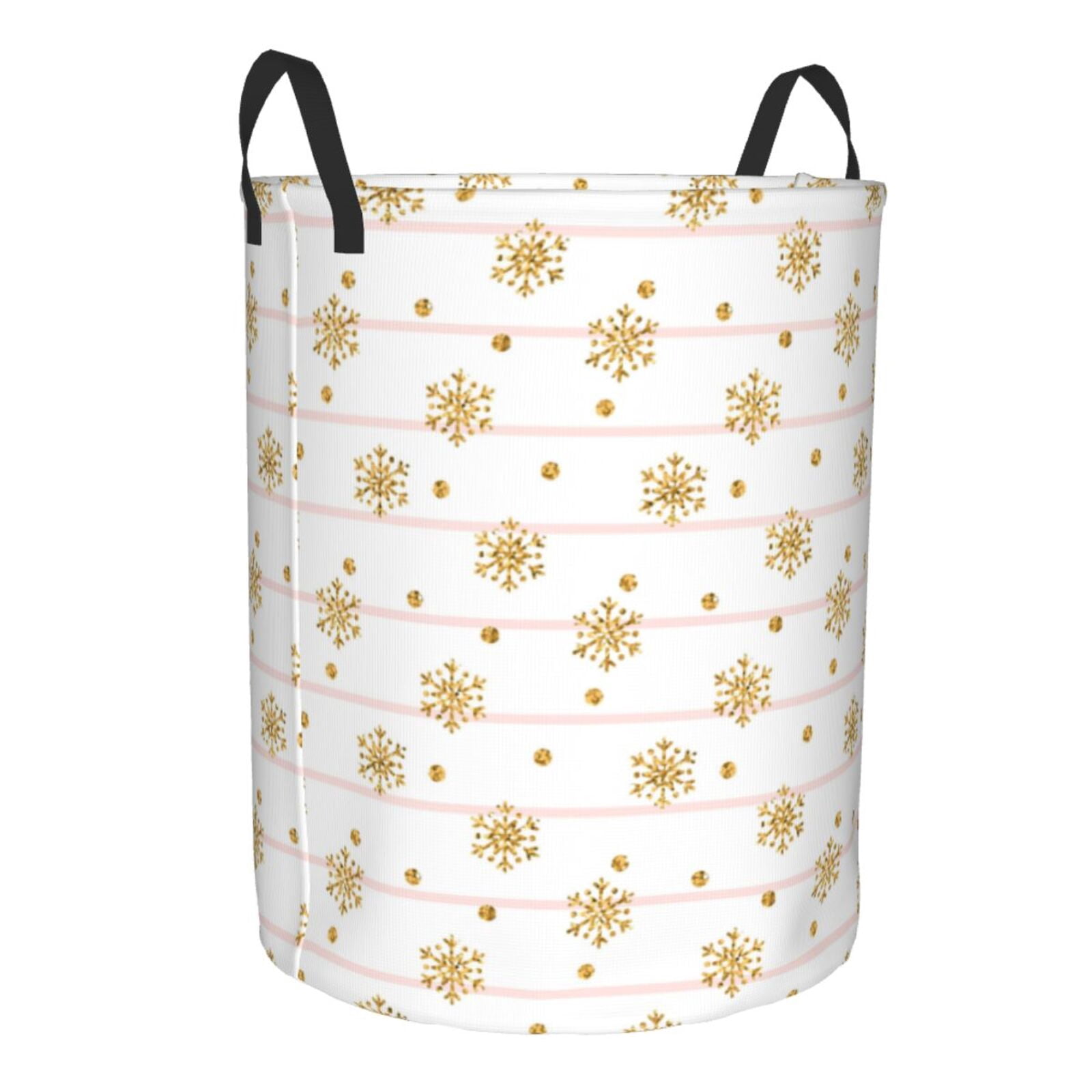 Cauagu Gold Snowflake Stripes for Laundry Basket,Collapsible Organizer ...