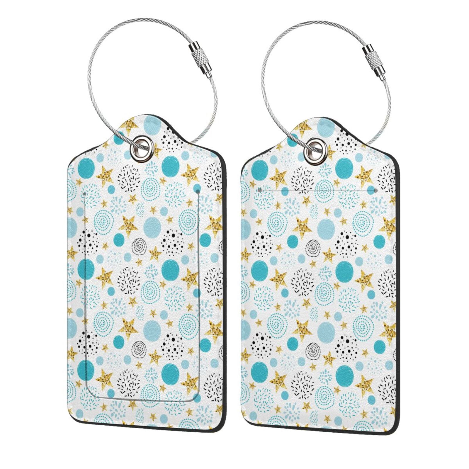 Cauagu Gold Stars Blue Dots Pattern Pattern Luggage Tags,Leather ...