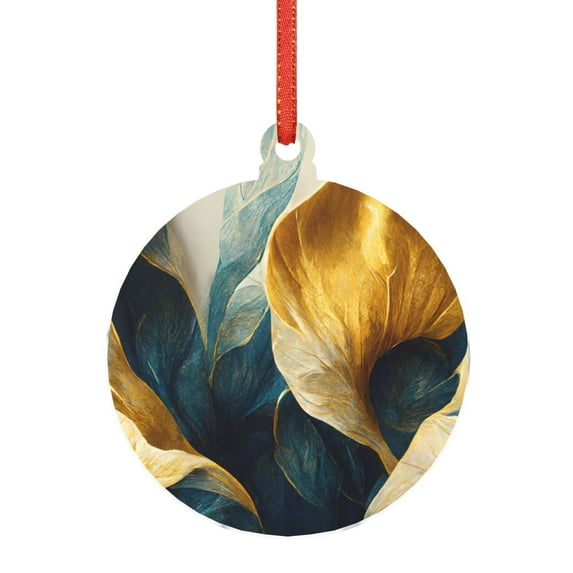 Cauagu Golden Blue Leaf Design Pattern Acrylic Christmas Pendant,1-Pack ...