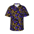 Cauagu Golden Snake And Purple Rose Print Hawaiian Shirt for Men,Casual ...