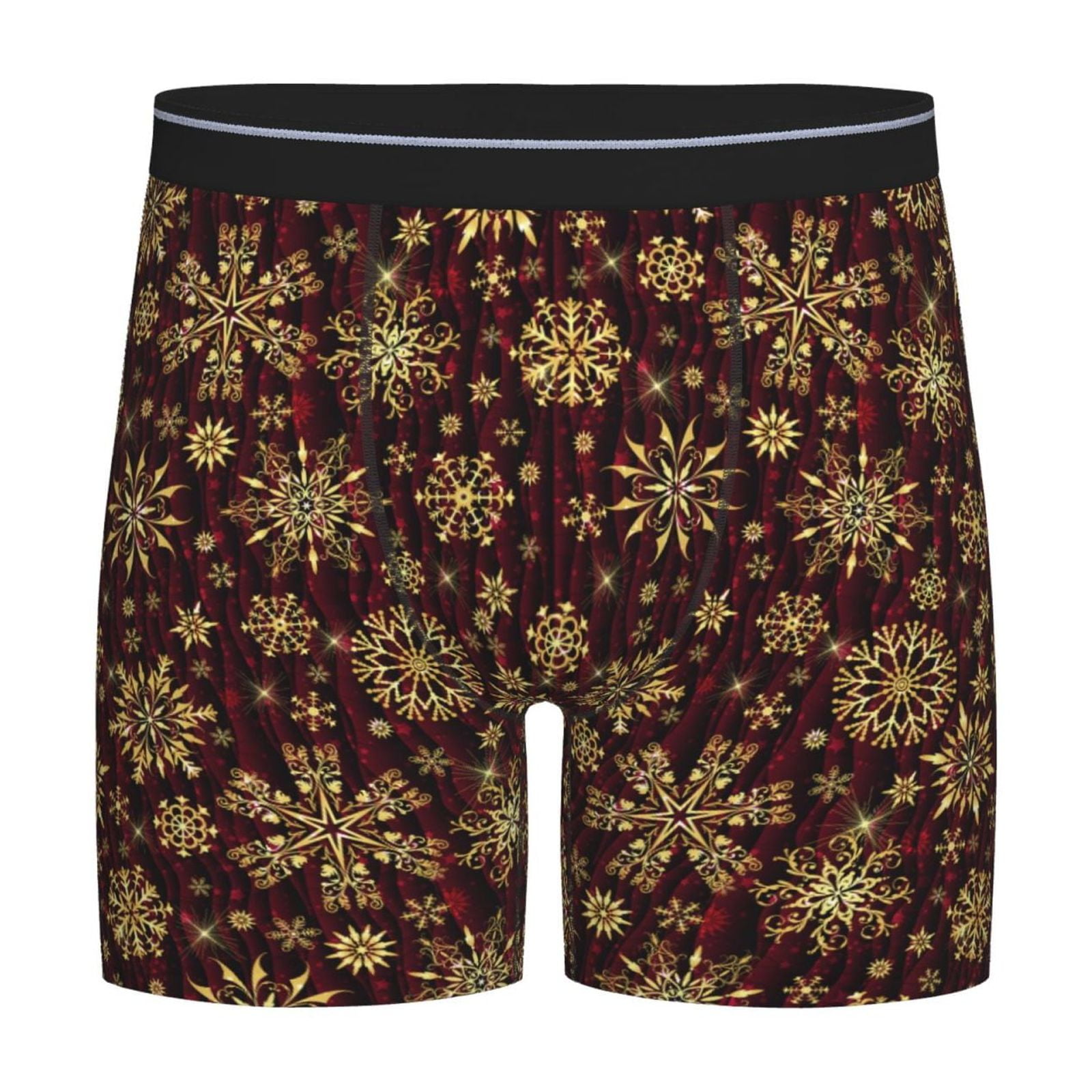Cauagu Golden Snowflakes Print Men's Boxer Briefs, Funny & Cute ...