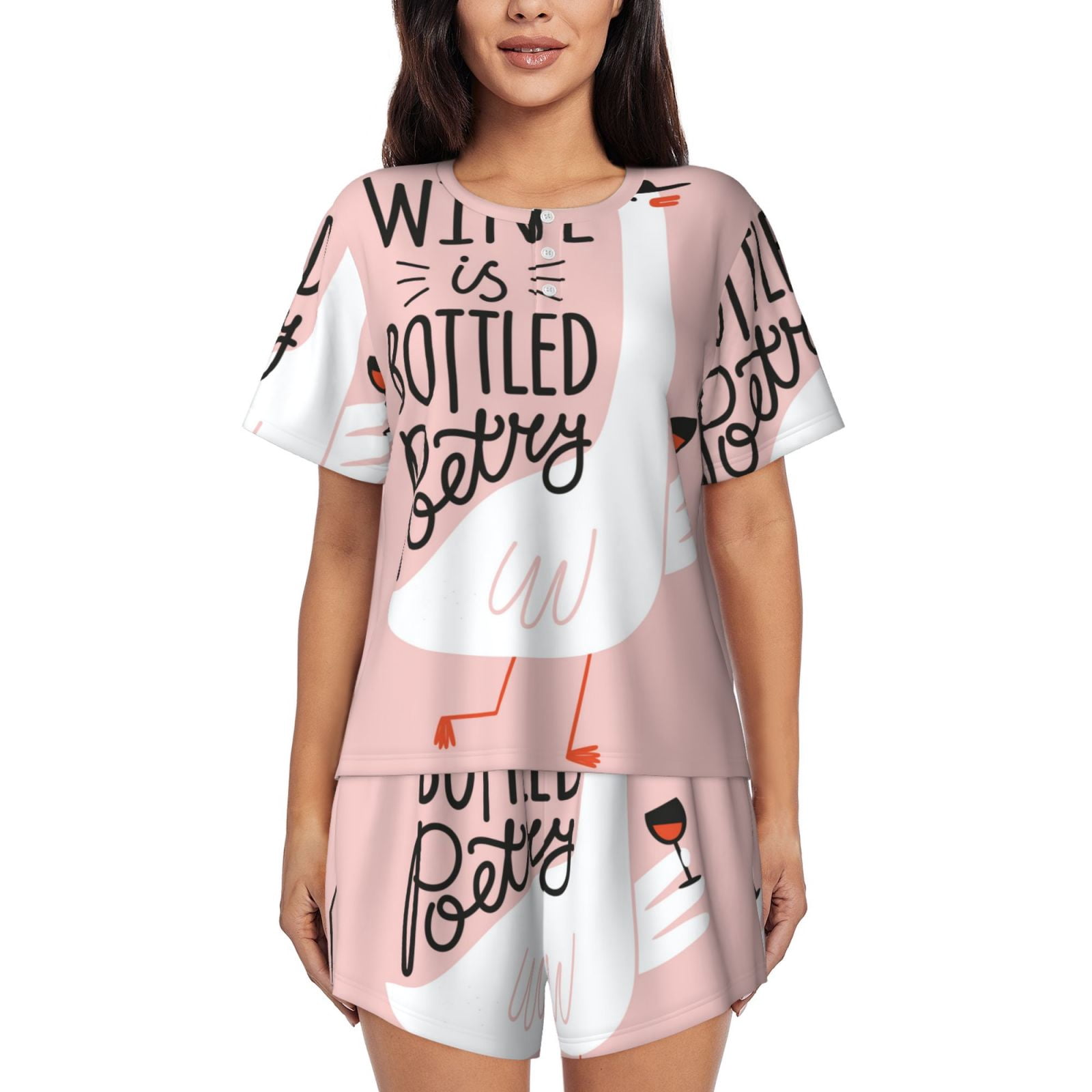 Cauagu Goose Holding Wineglass with Red Wine for Women's Round Neck ...