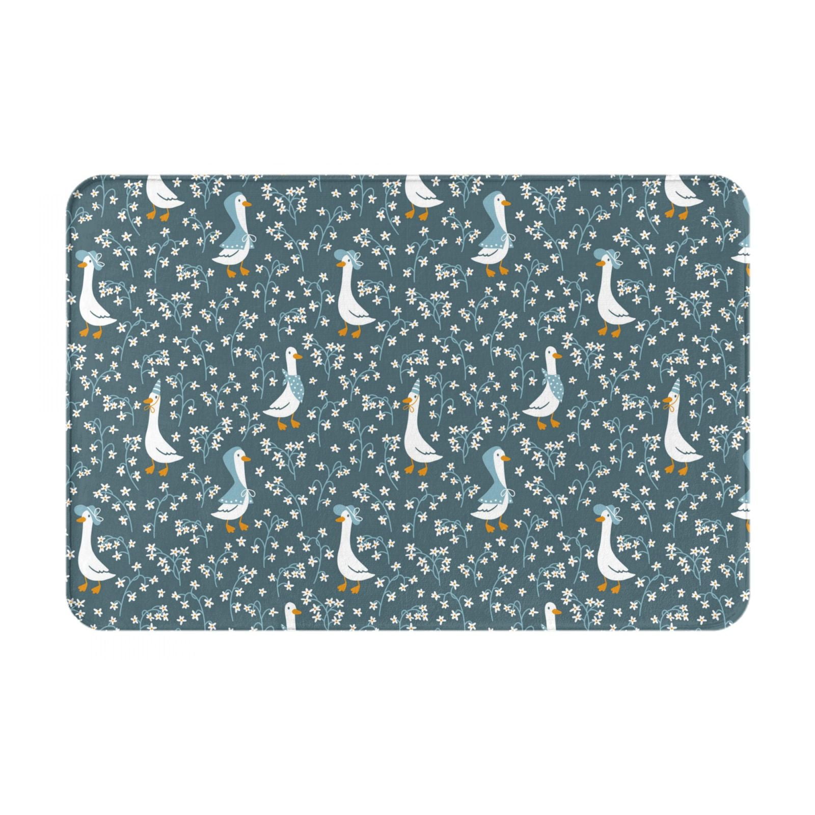 Cauagu Goose with meadow flowers Print Front Door Mat for Indoor ...
