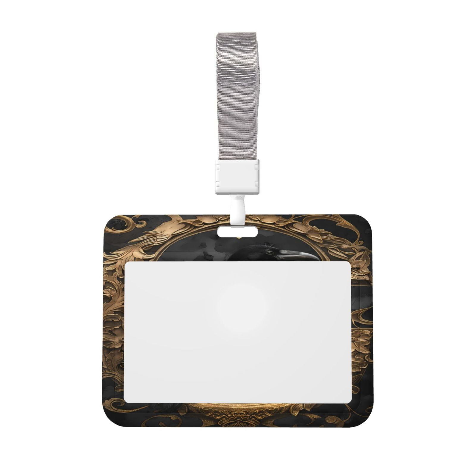 Cauagu Gothic Raven Portrait for ID Badge Holder,Badge Holder with ...