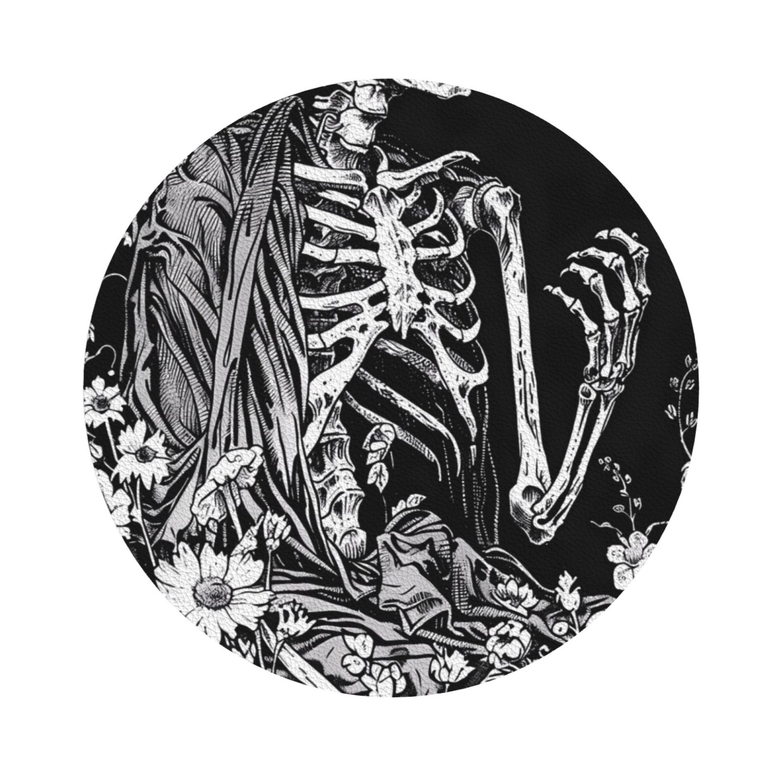 Cauagu Gothic Skull Floral Art for Round Coaster,Drink Coasters Set of ...