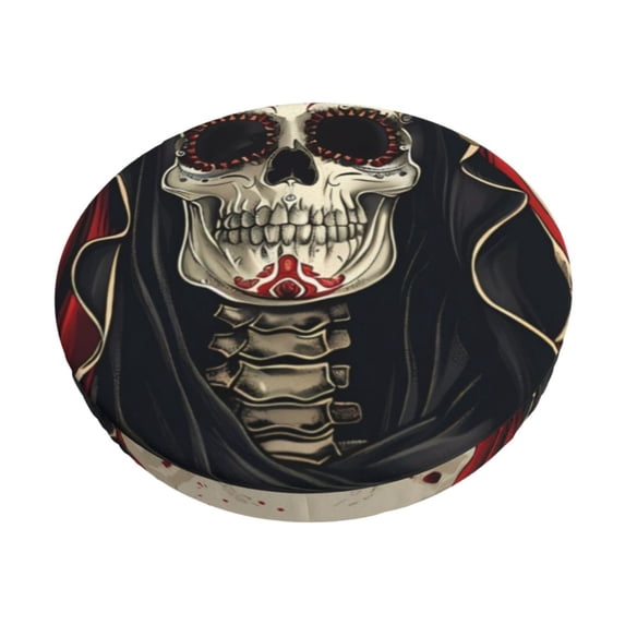 Cauagu Gothic Skull With Roses Print Round Stool Covers,Seat Cushion ...