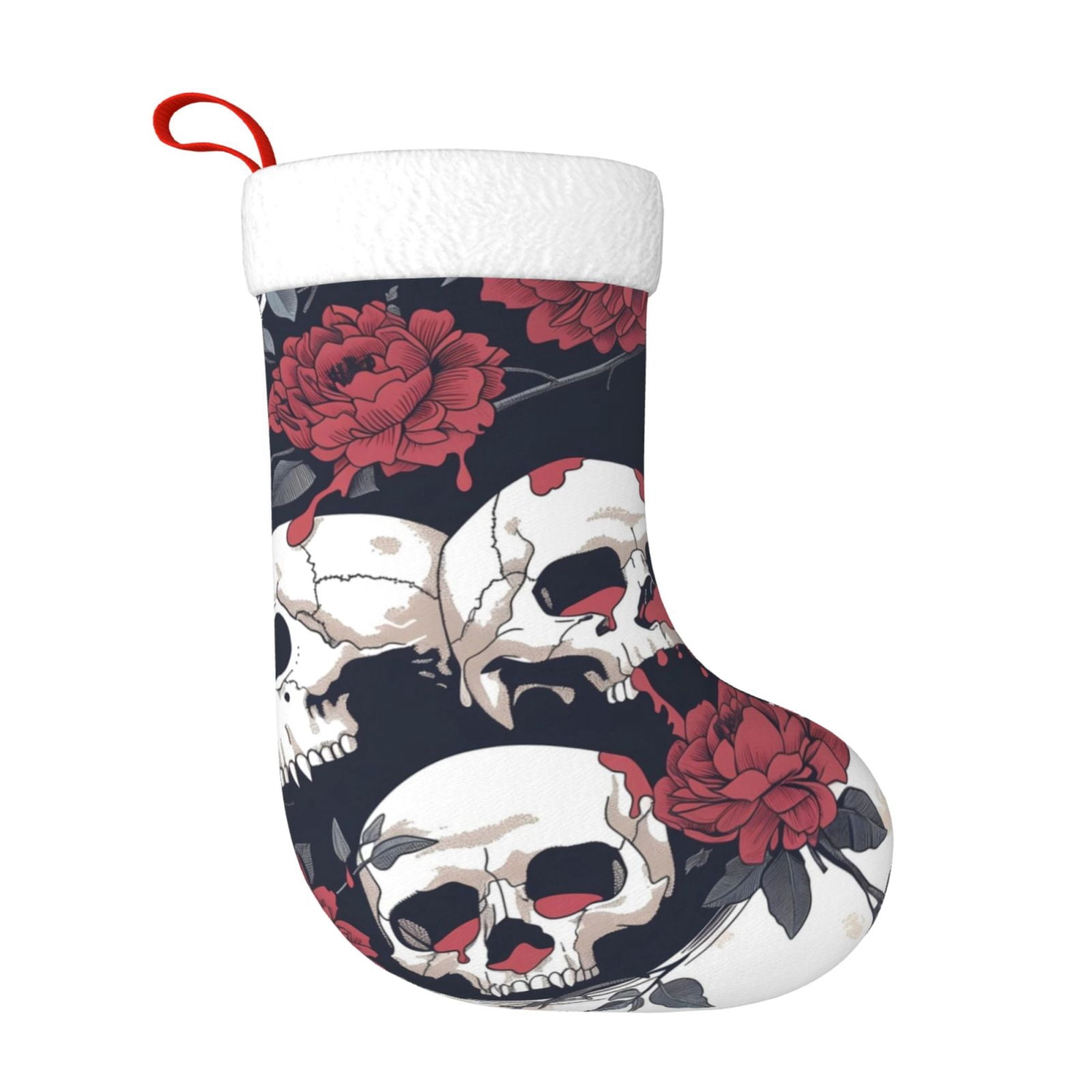 Cauagu Gothic Skulls And Roses for Christmas Stockings,1-Pack Large ...