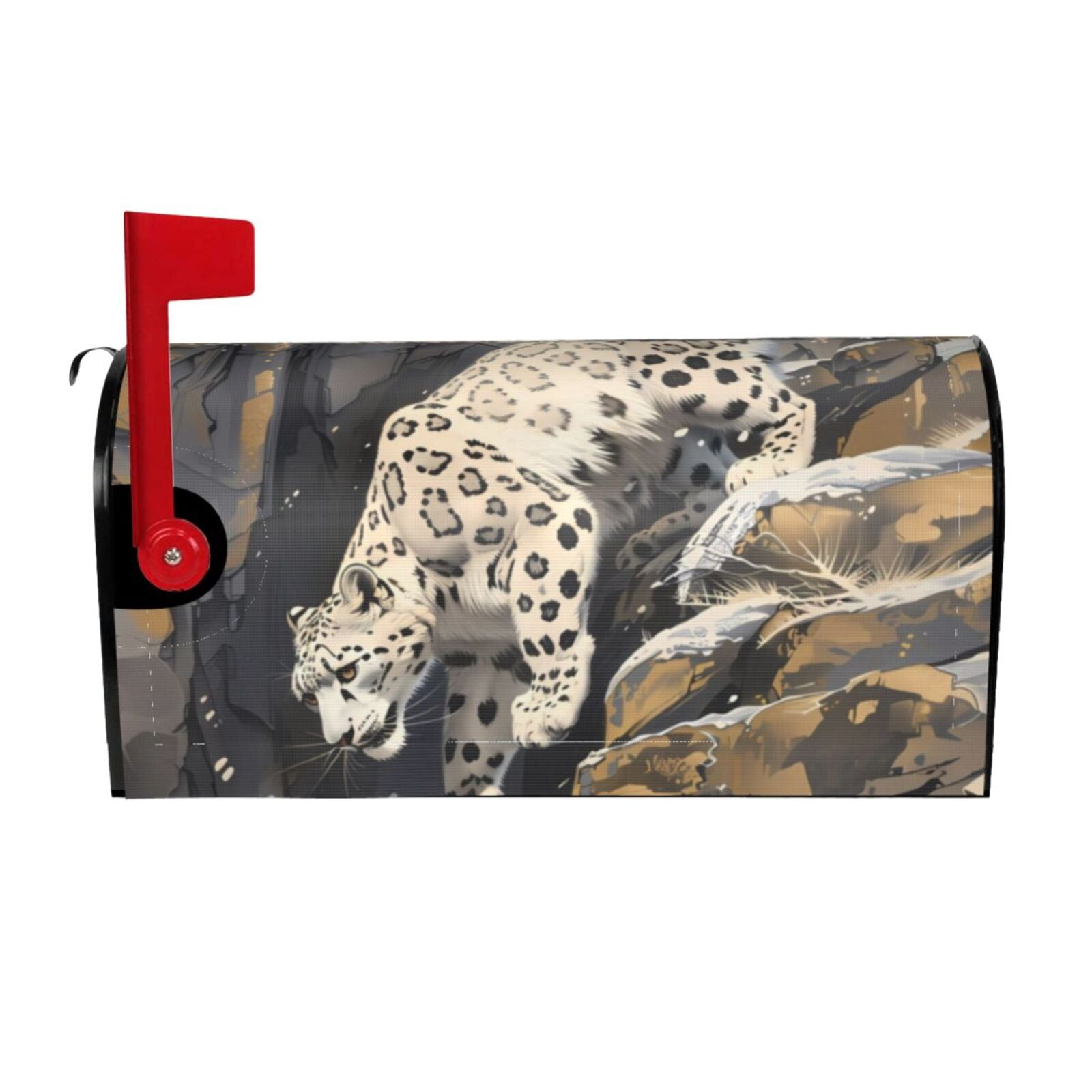 Cauagu Graceful Snow Leopard Pattern Magnetic Mailbox Covers, Mailbox ...