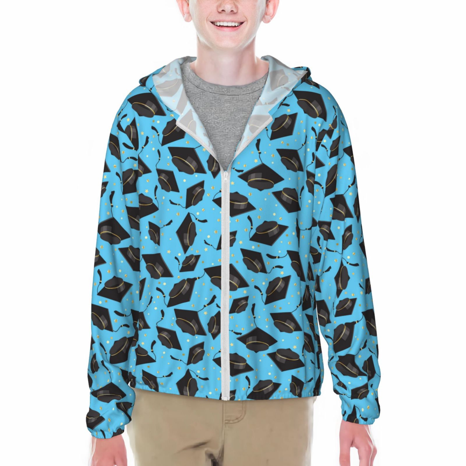 Cauagu Graduation Hats2 Print Sun Protection Jacket for Teen,Full ...