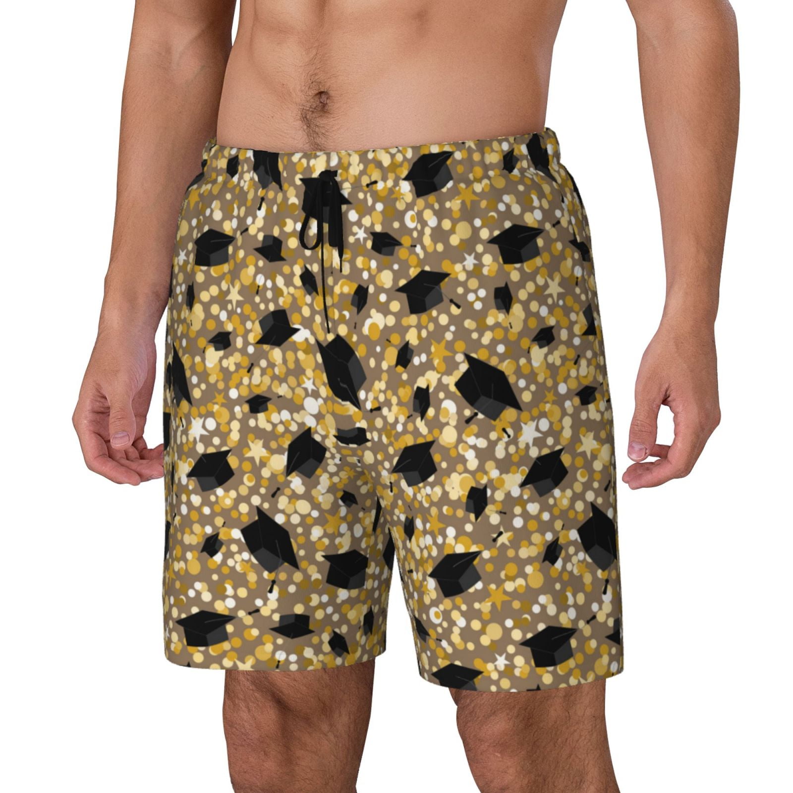 Cauagu Graduation Hats3 Print Mens Swim Trunks Quick Dry Board Shorts ...
