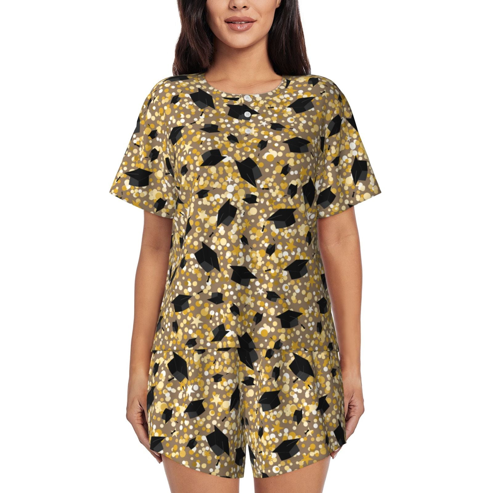 Cauagu Graduation Hats3 for Women's Round Neck Pajama Set,Short-Sleeved ...