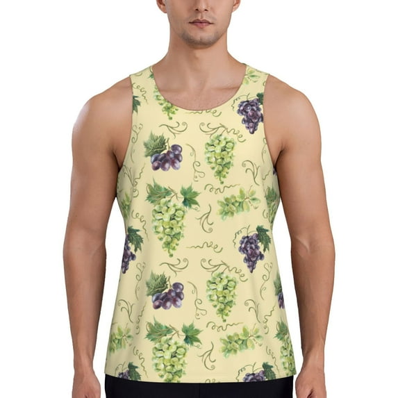 Cauagu Green And Purple Grapes Print Men's Sleeveless Muscle Shirts,Tank Tops Quick Dry Workout ...