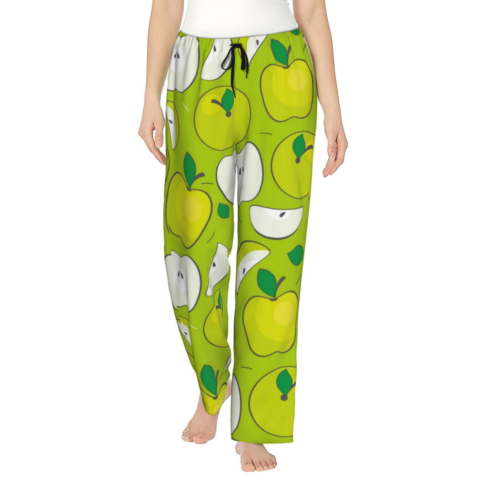Cauagu Green Apple Pajama Pants for Women Loose Fit Wide Leg Trouser ...