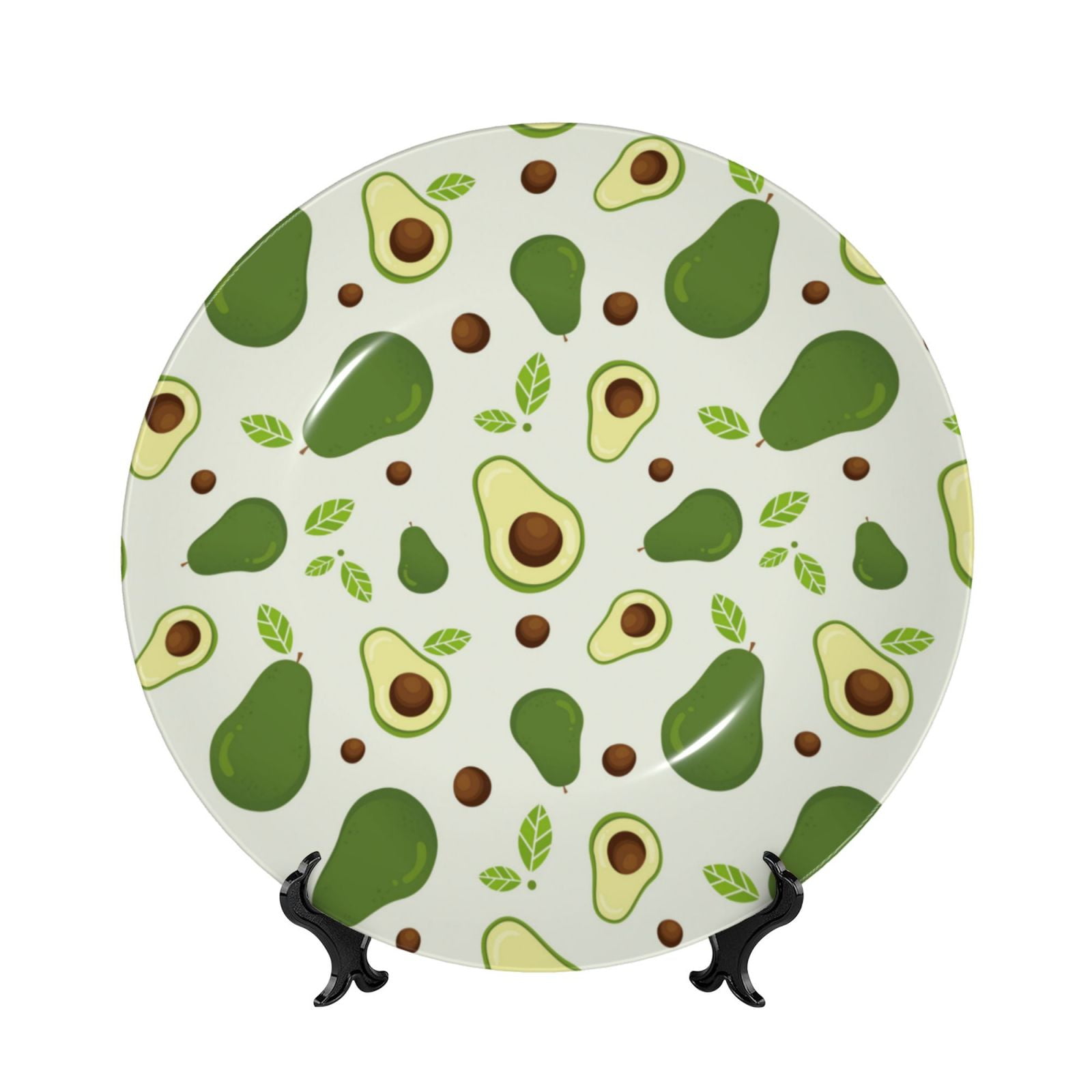 Cauagu Green Avocado Print Bone China Decorative Plate, Wall Mount ...
