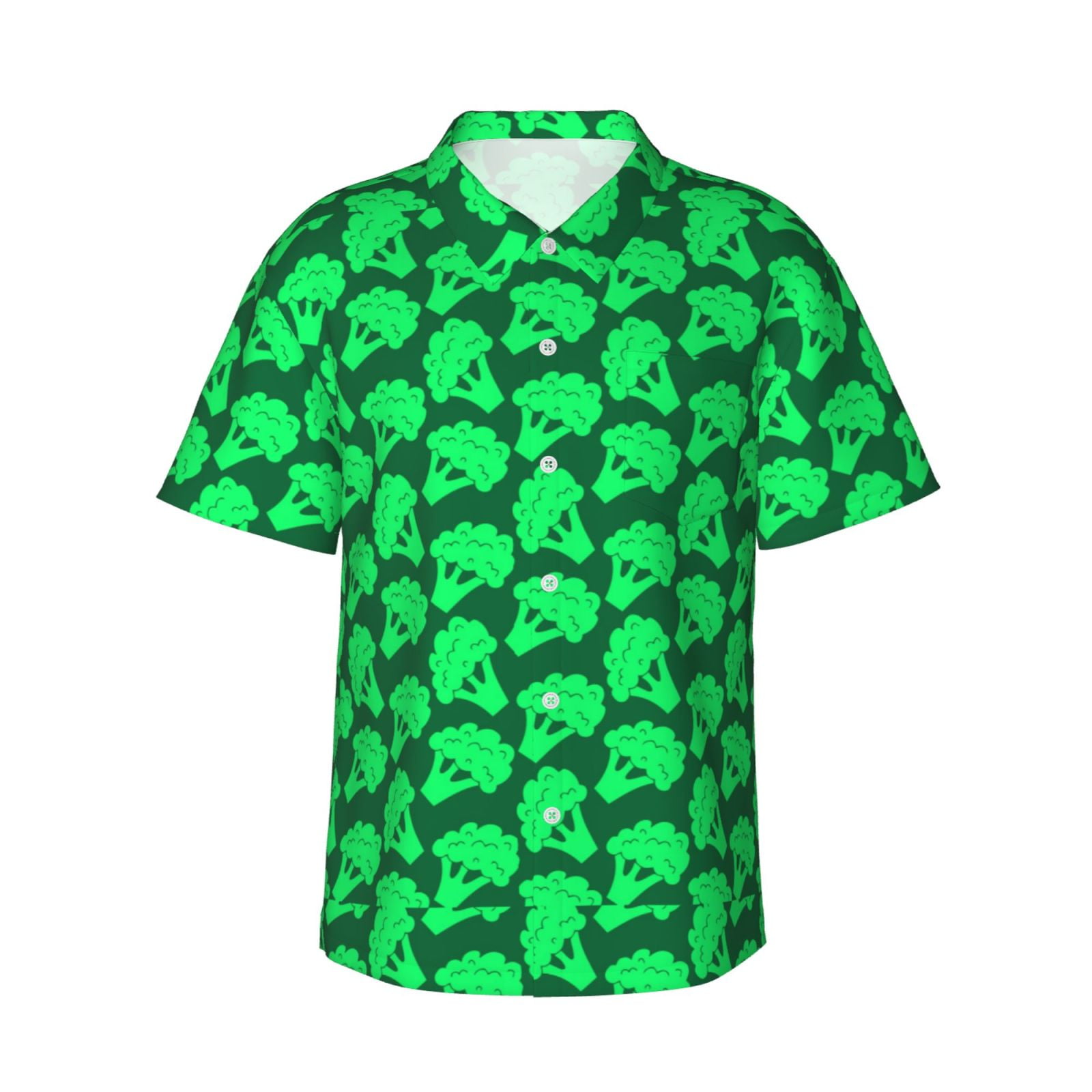Cauagu Green Broccoli Print Hawaiian Shirt for Men,Casual Short Sleeve ...
