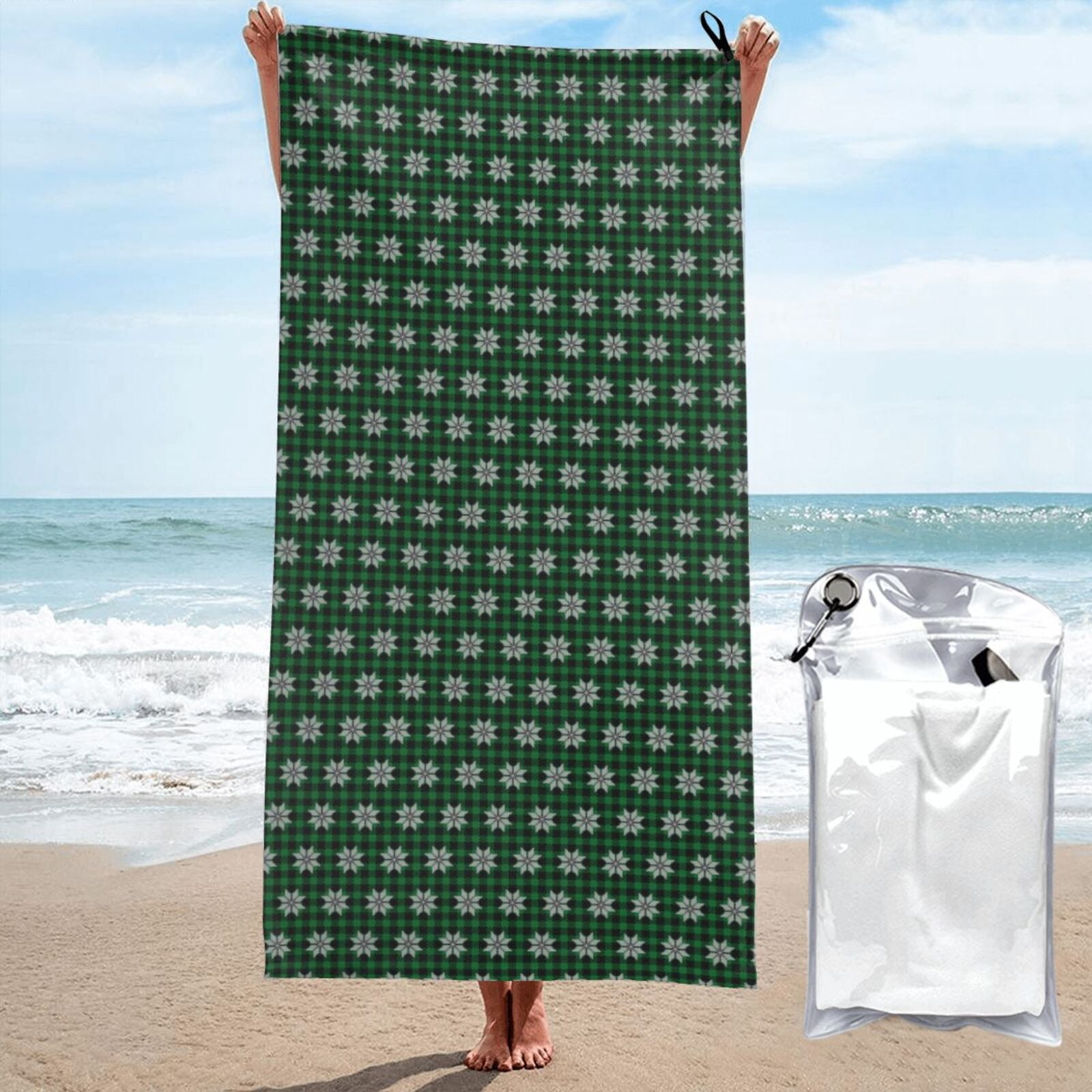 Cauagu Green Buffalo Plaid Merry Christmas Print Extra Large Bath ...