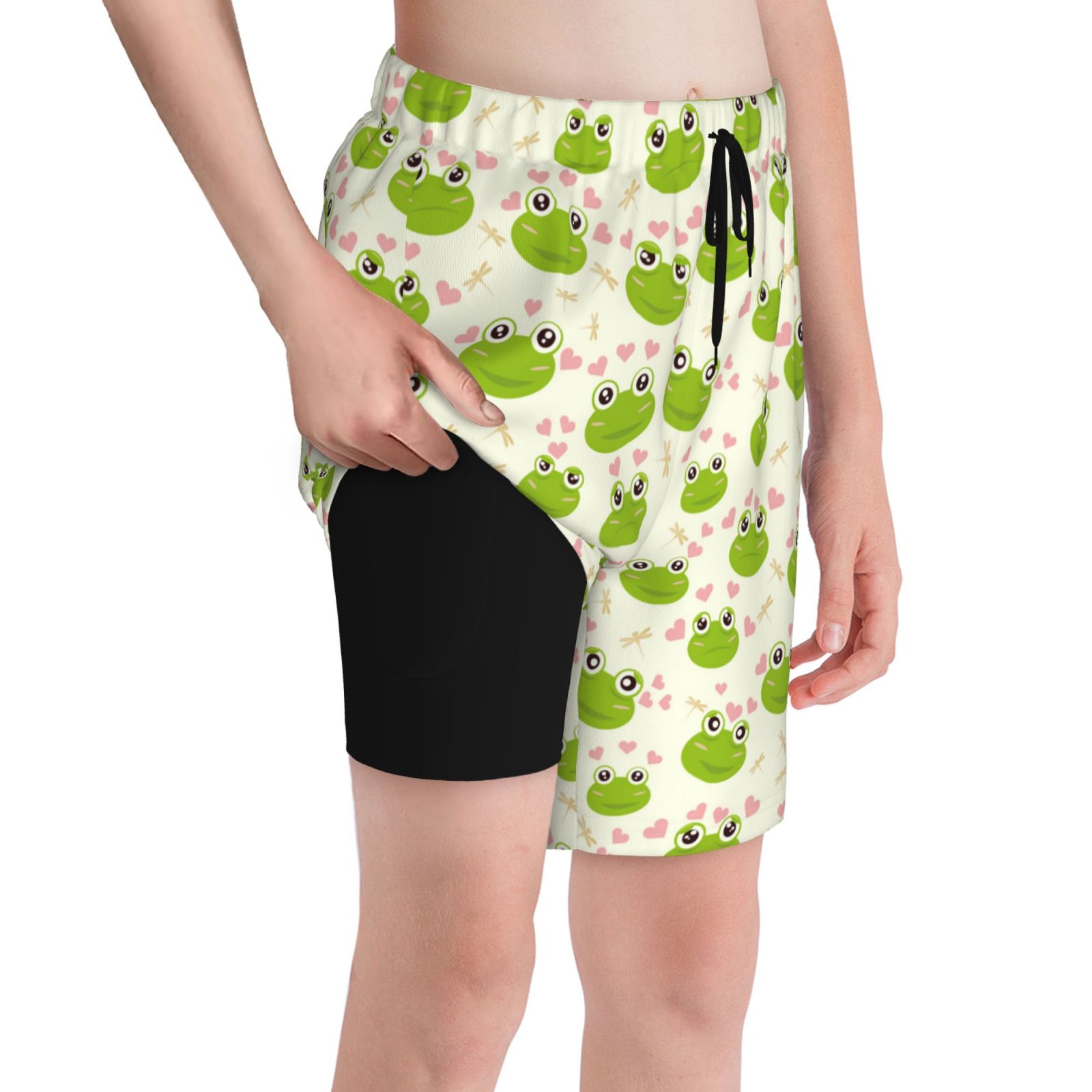 Cauagu Green Frog Print Swim Trunks for Men,Youth Boys Swim Shorts ...