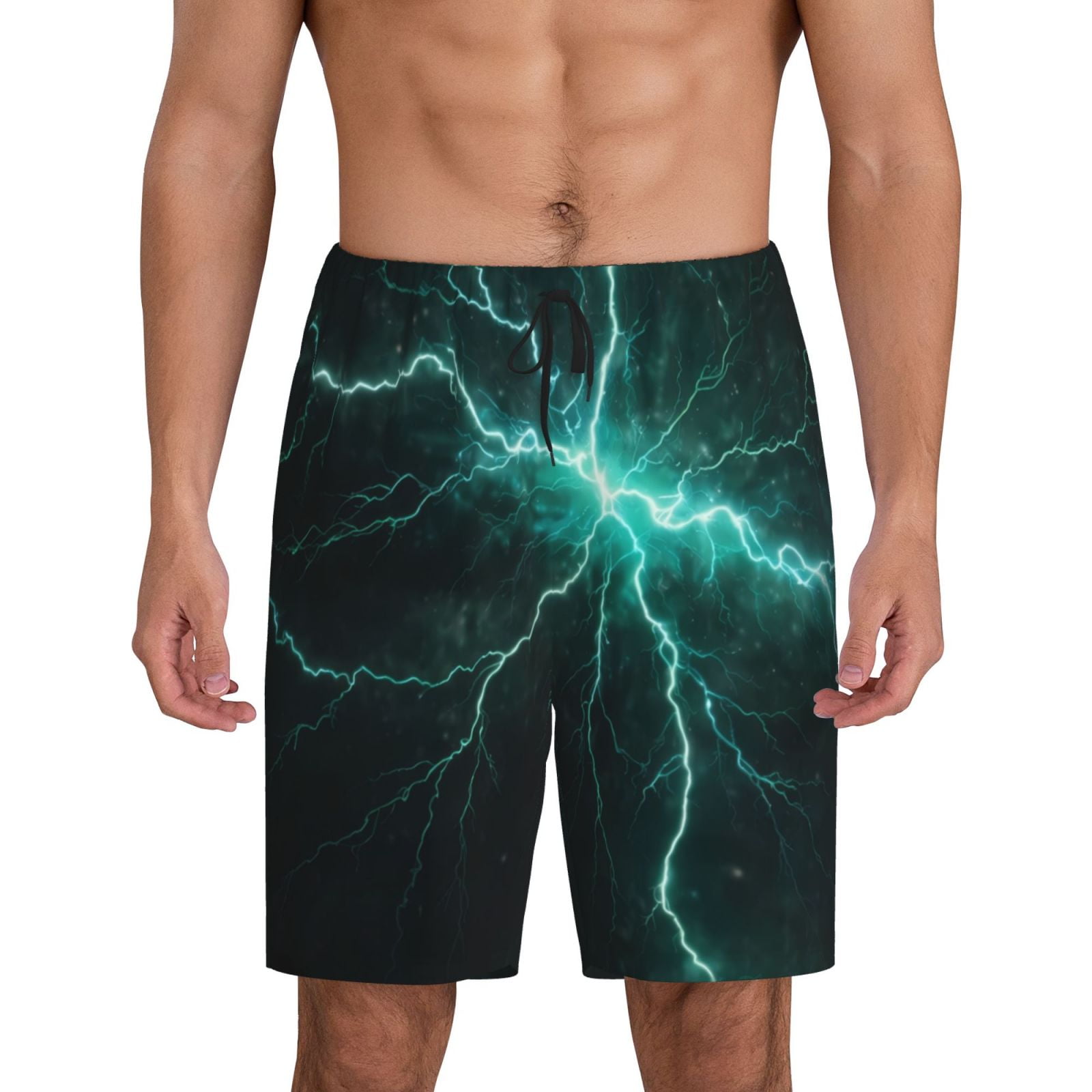 Cauagu Green Lightning Flash Print Pajama Bottoms for Men Sleep Pajama ...