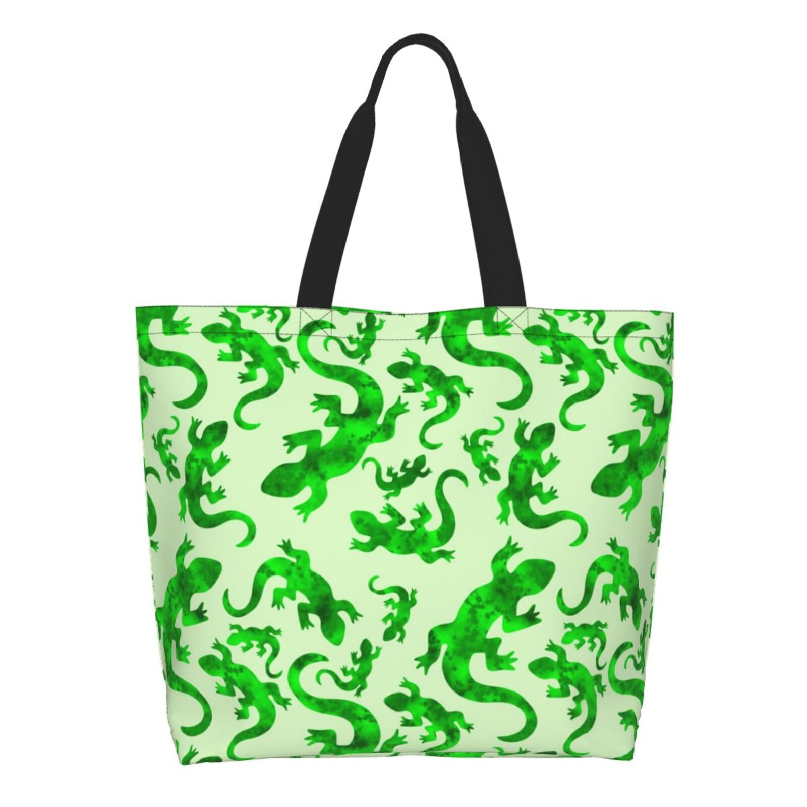 Cauagu Green Lizard Print Women Large Capacity Tote Bag - Casual ...