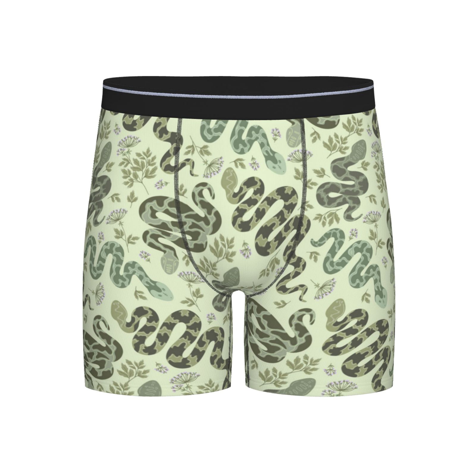 Cauagu Green Snake Print Men's Boxer Briefs, Funny & Cute Underwear ...